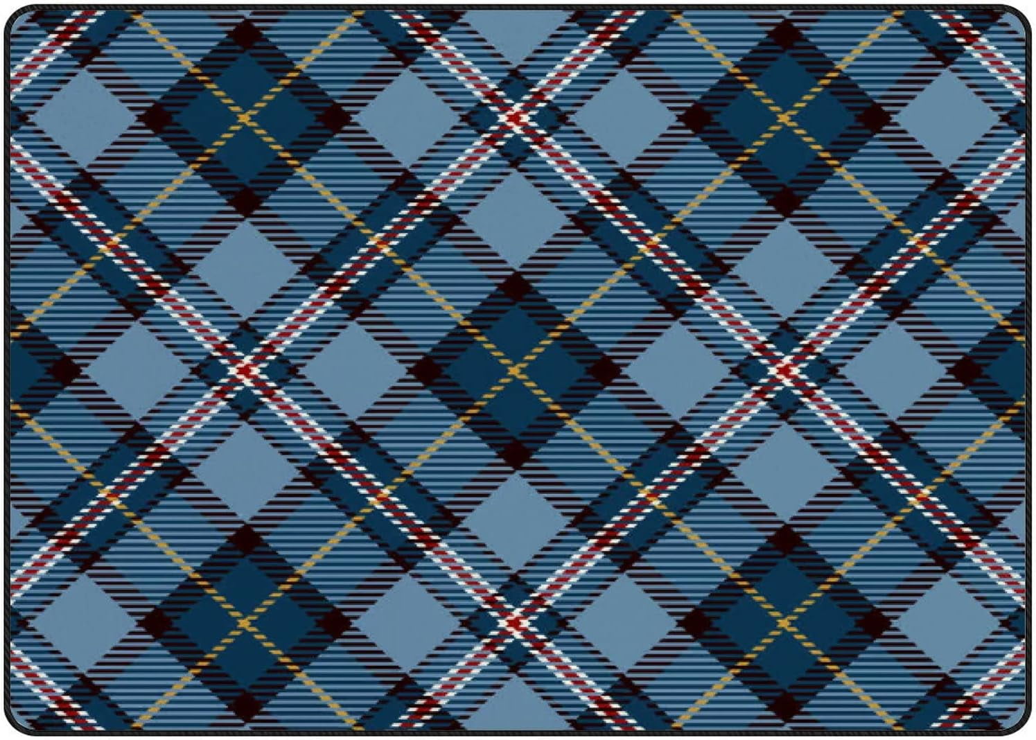 SKYSONIC Area Rug Blue Tartan Pattern Background Nursery Rug Floor Mat ...