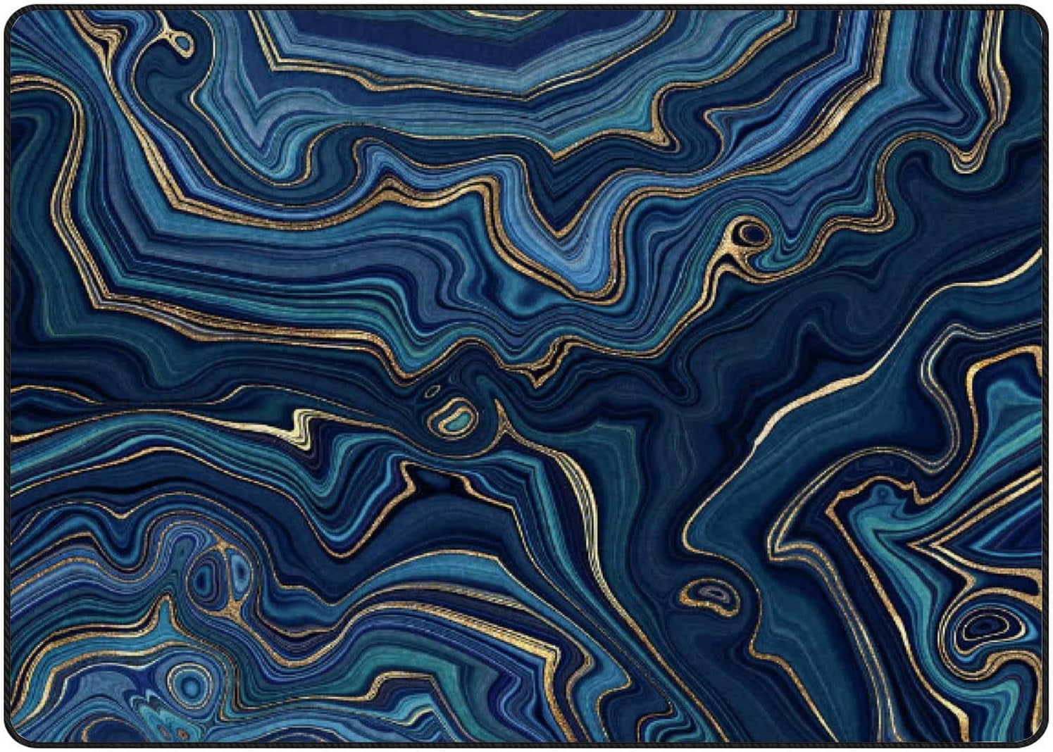 SKYSONIC Area Rug Blue Texture Nursery Rug Floor Mat Kids Playing Mat 5 ...