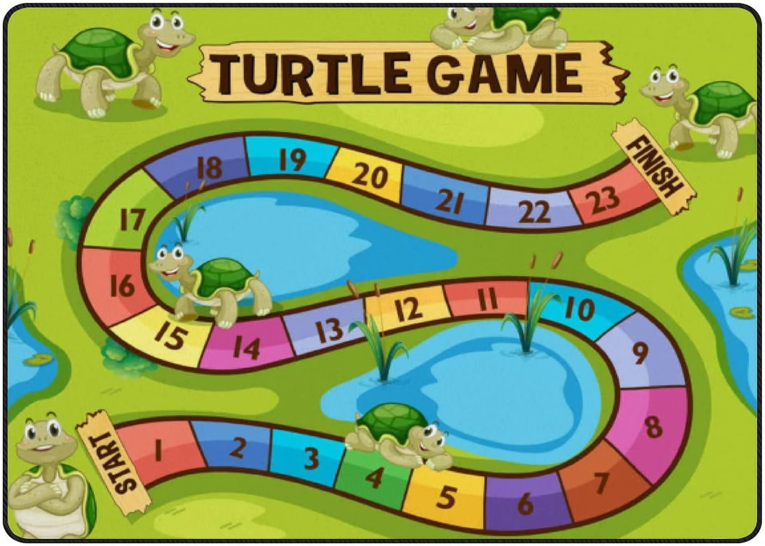 SKYSONIC Area Rug Board Game Template with Turtles Nursery Rug Floor ...