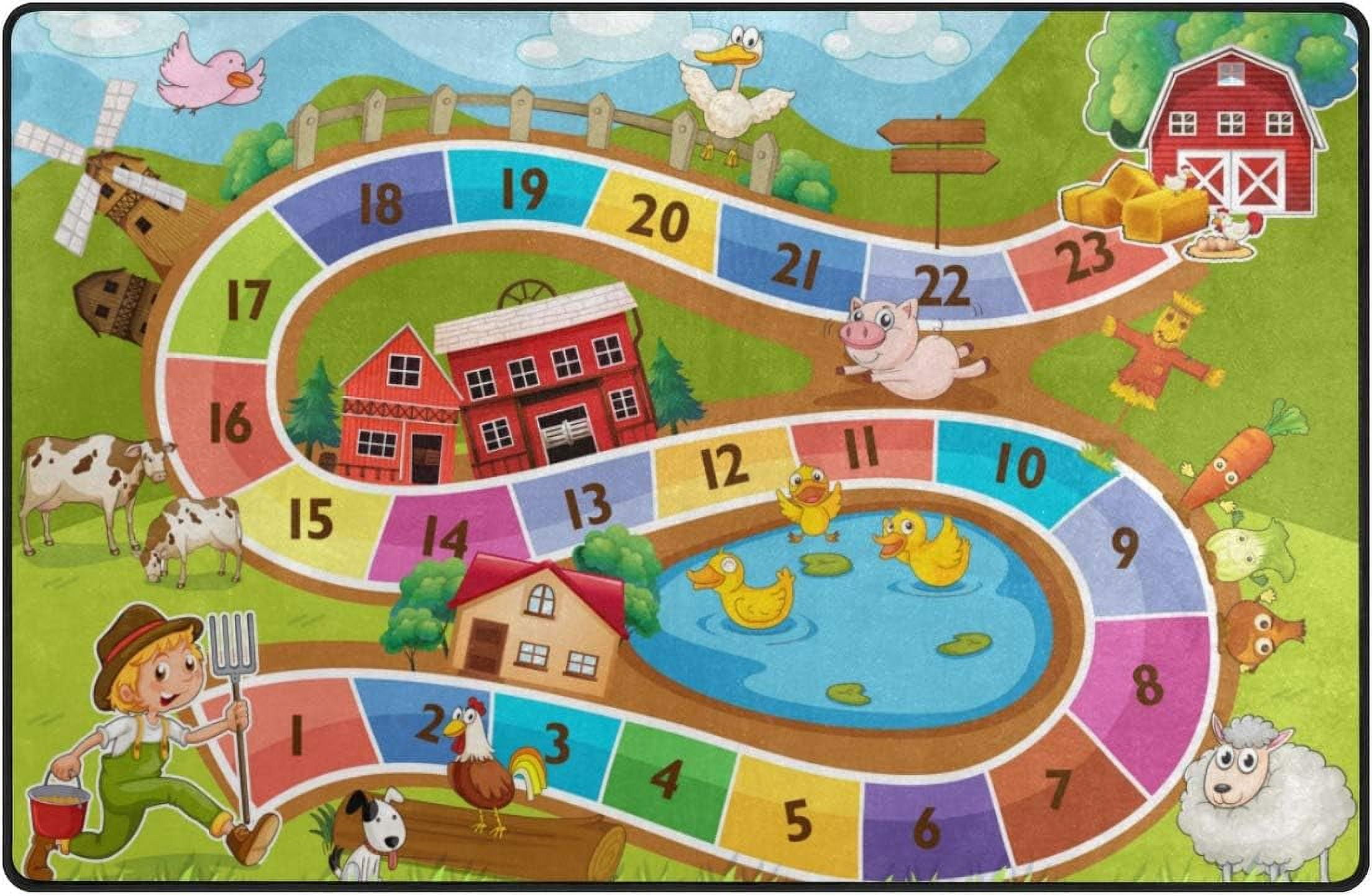SKYSONIC Area Rug Carpet Colourful Boardgame with Numbers Nursery Rug ...