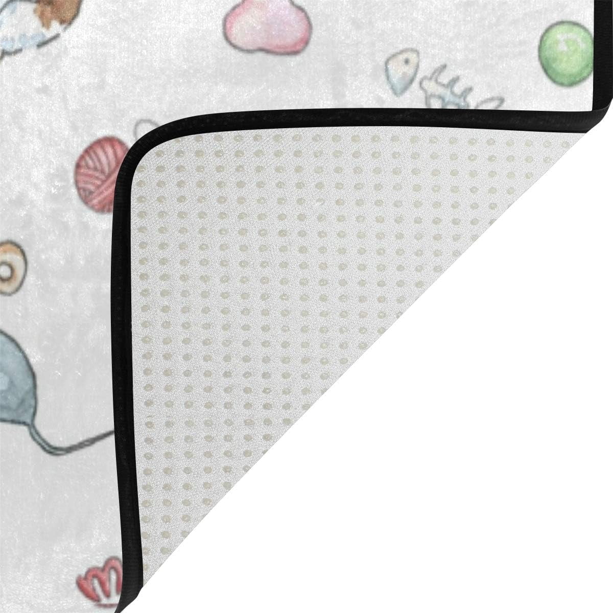 SKYSONIC Area Rug Carpet Cute Cats and Fish Bones Mice Nursery Rug ...