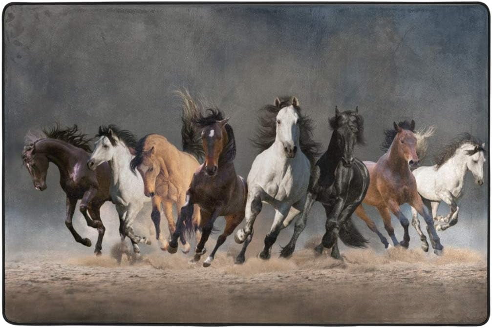 SKYSONIC Area Rug Carpet Wild Running Horses Doormat for Hardwood Floor ...