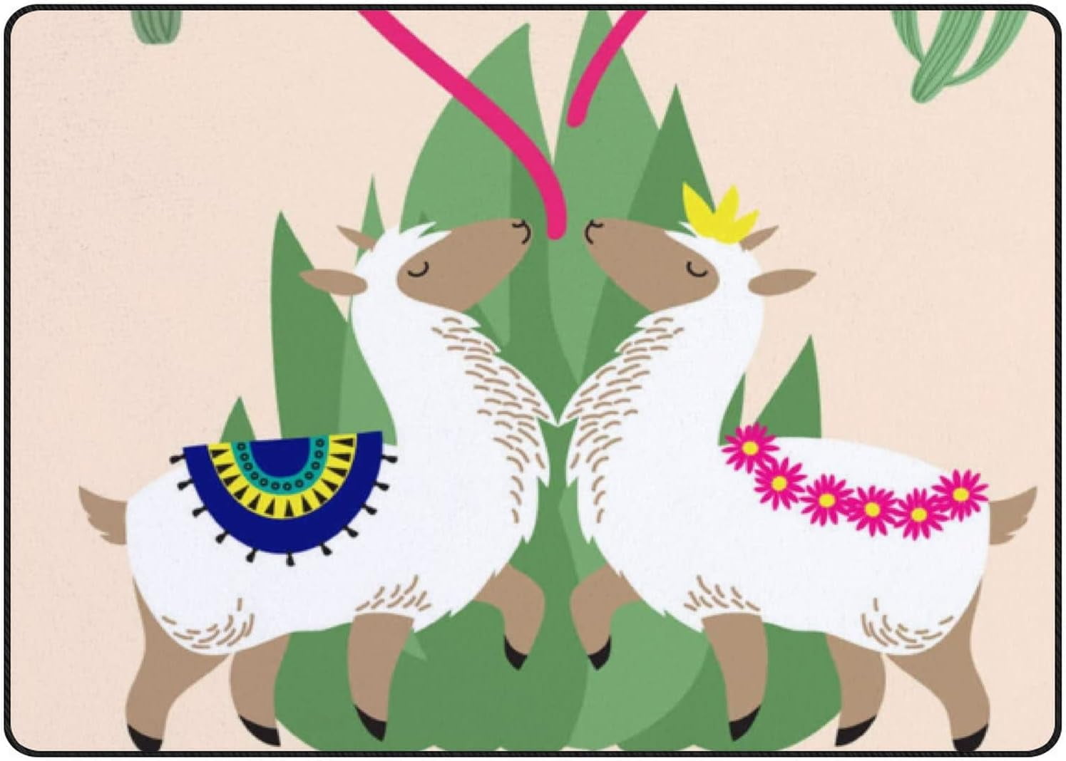 SKYSONIC Area Rug Cute Alpaca in Love Heart Nursery Rug Floor Mat Kids ...