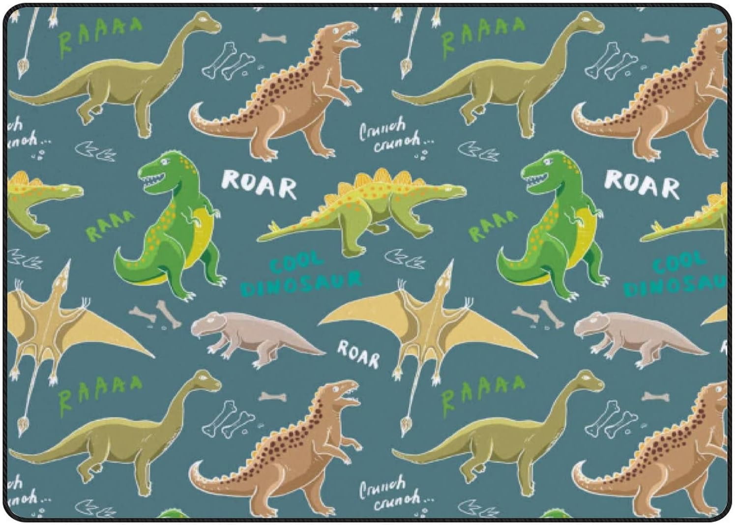 SKYSONIC Area Rug Cute Cartoon Dinosaurs Doodles Nursery Rug Floor Mat ...