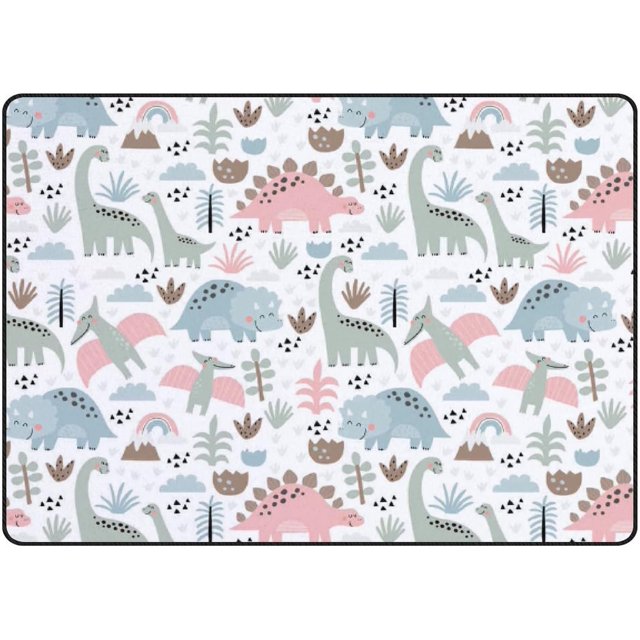 SKYSONIC Area Rug Cute Dino Mom and Baby Nursery Rug Floor Mat Kids ...