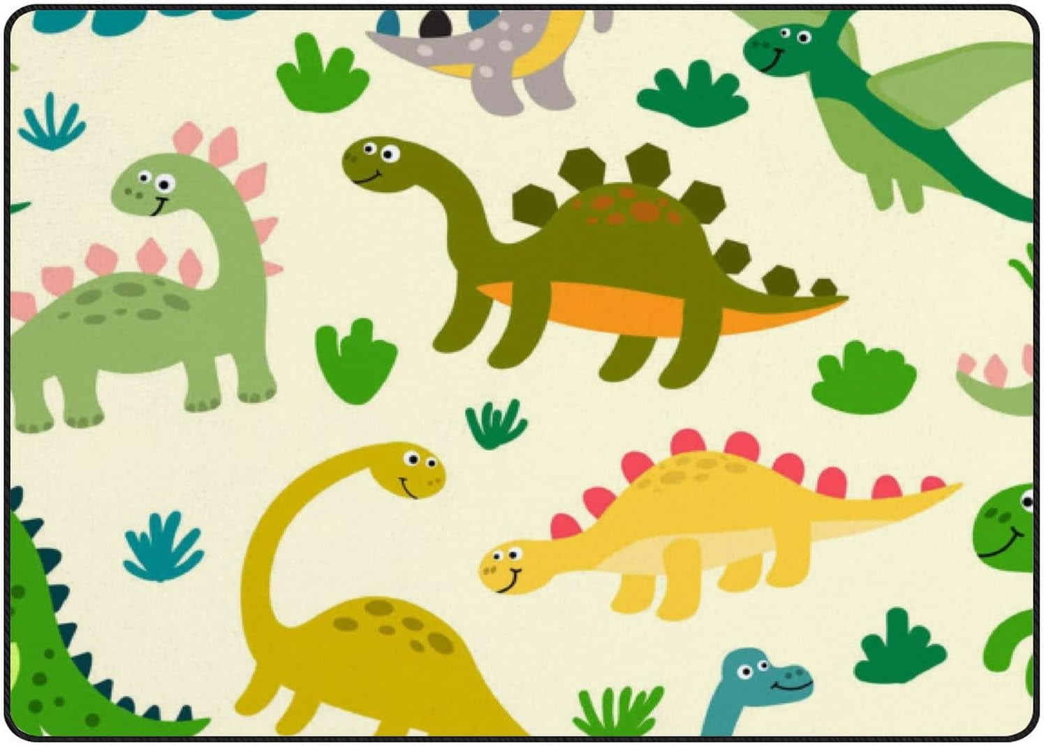 SKYSONIC Area Rug Cute Dinosaurs in Cartoon Style Nursery Rug Floor Mat ...