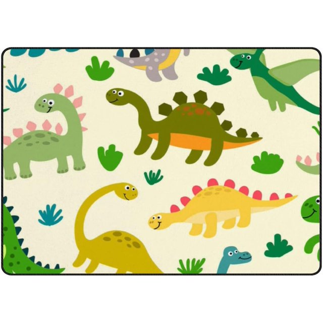 SKYSONIC Area Rug Cute Dinosaurs in Cartoon Style Nursery Rug Floor Mat ...