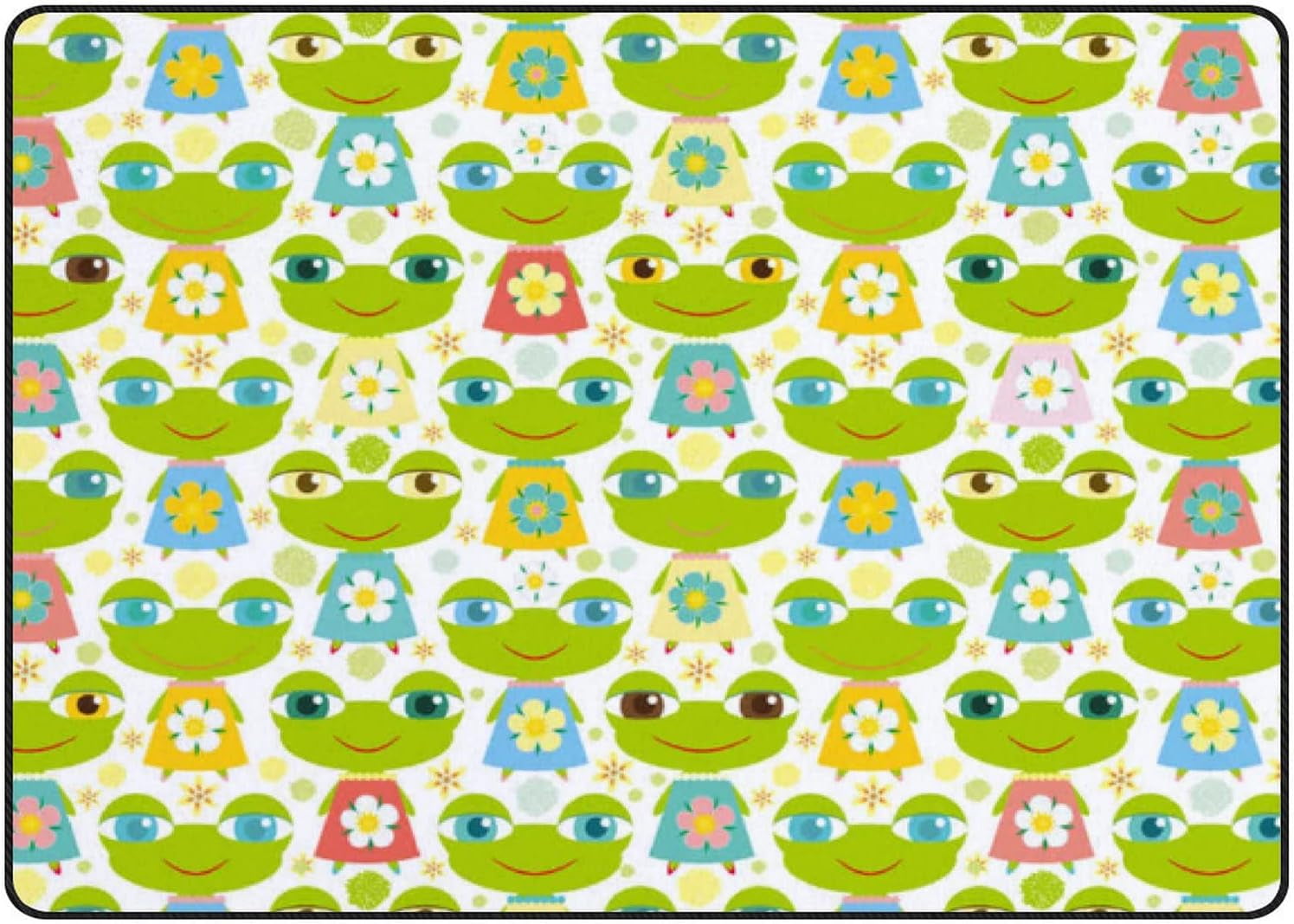 SKYSONIC Area Rug Cute Frogs Wear Flower Clothes Nursery Rug Floor Mat ...