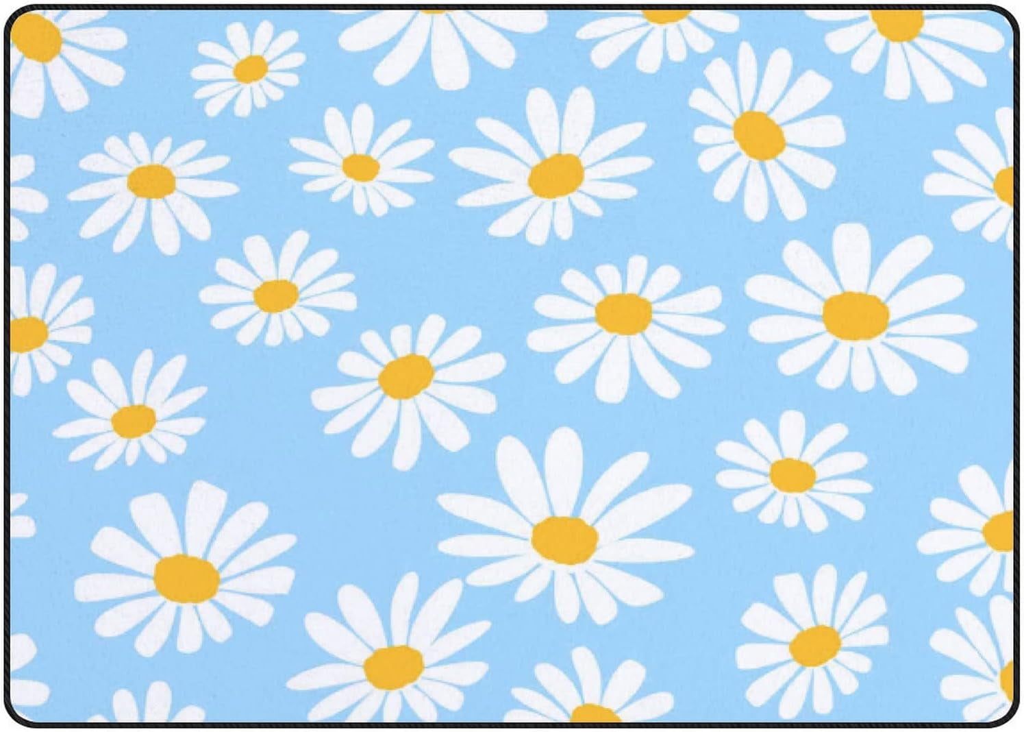 SKYSONIC Area Rug Daisy Flower on Blue Background Nursery Rug Floor Mat ...
