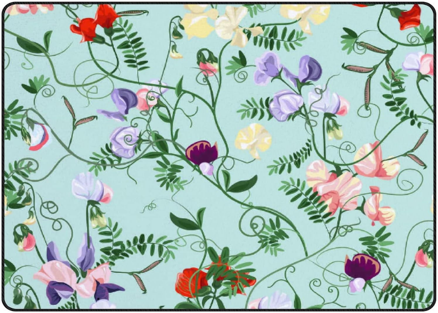 SKYSONIC Area Rug Decorative Colorful Sweet Pea Patterns Nursery Rug ...