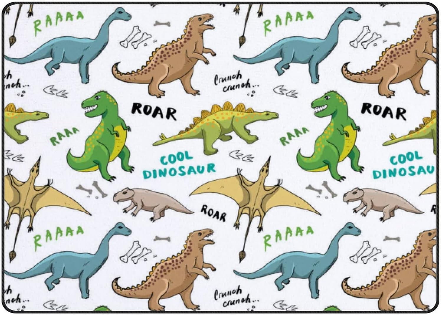 SKYSONIC Area Rug Dinosaurs Doodles on White Nursery Rug Floor Mat Kids ...