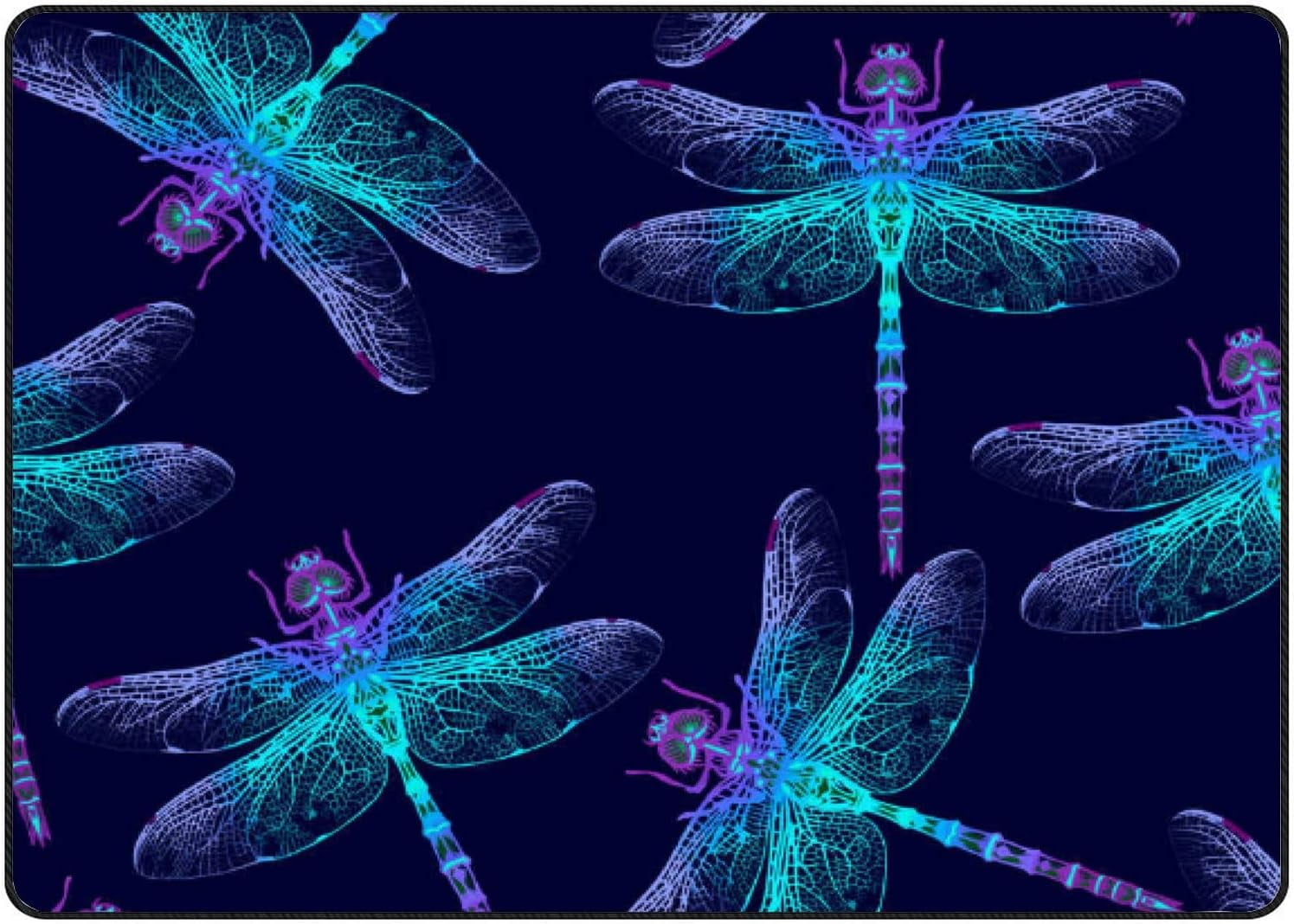 SKYSONIC Area Rug Dragonfly Nursery Rug Floor Mat Kids Playing Mat 5'x ...