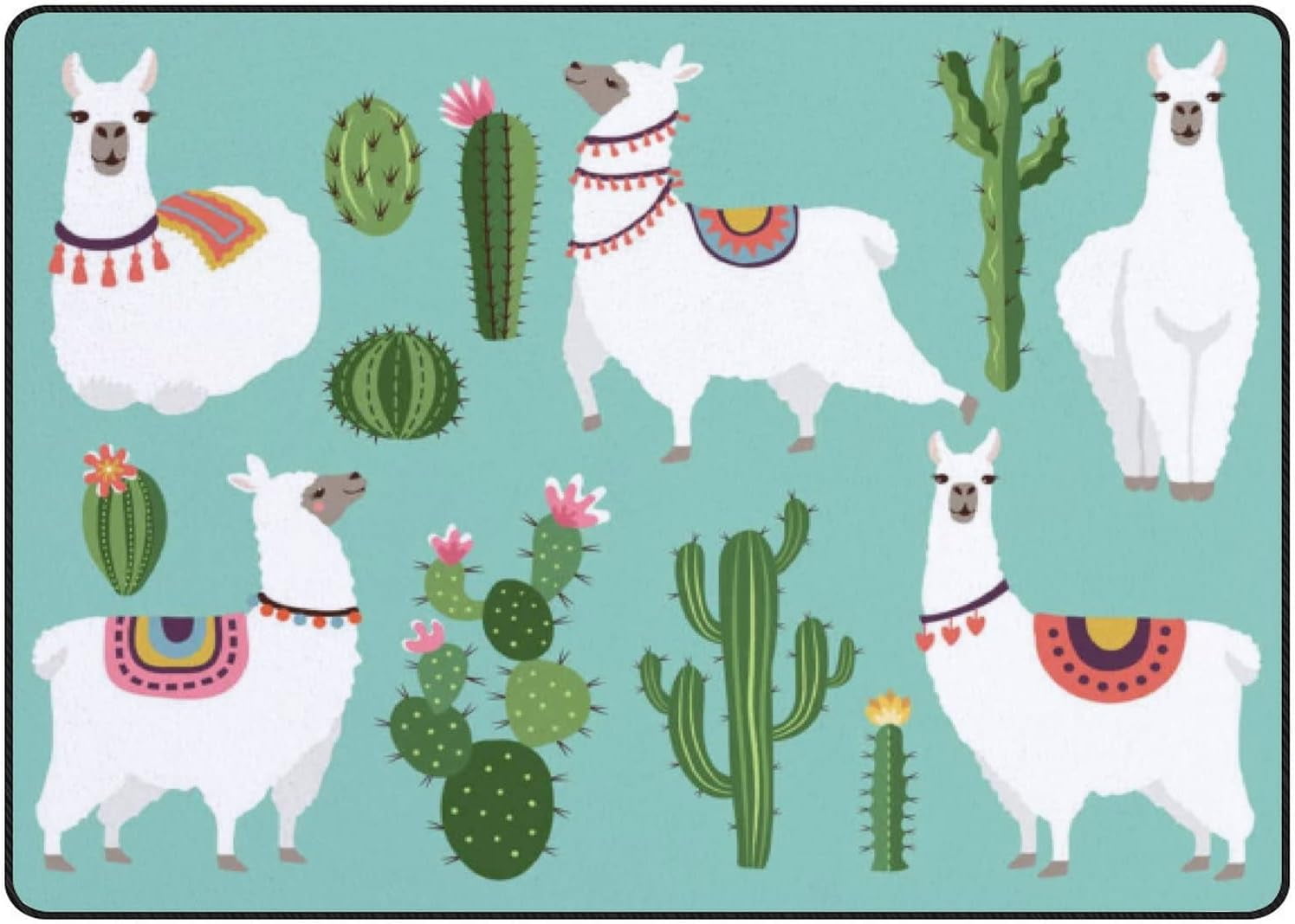 SKYSONIC Area Rug Funny Llama Animal in Flat Style Nursery Rug Floor ...