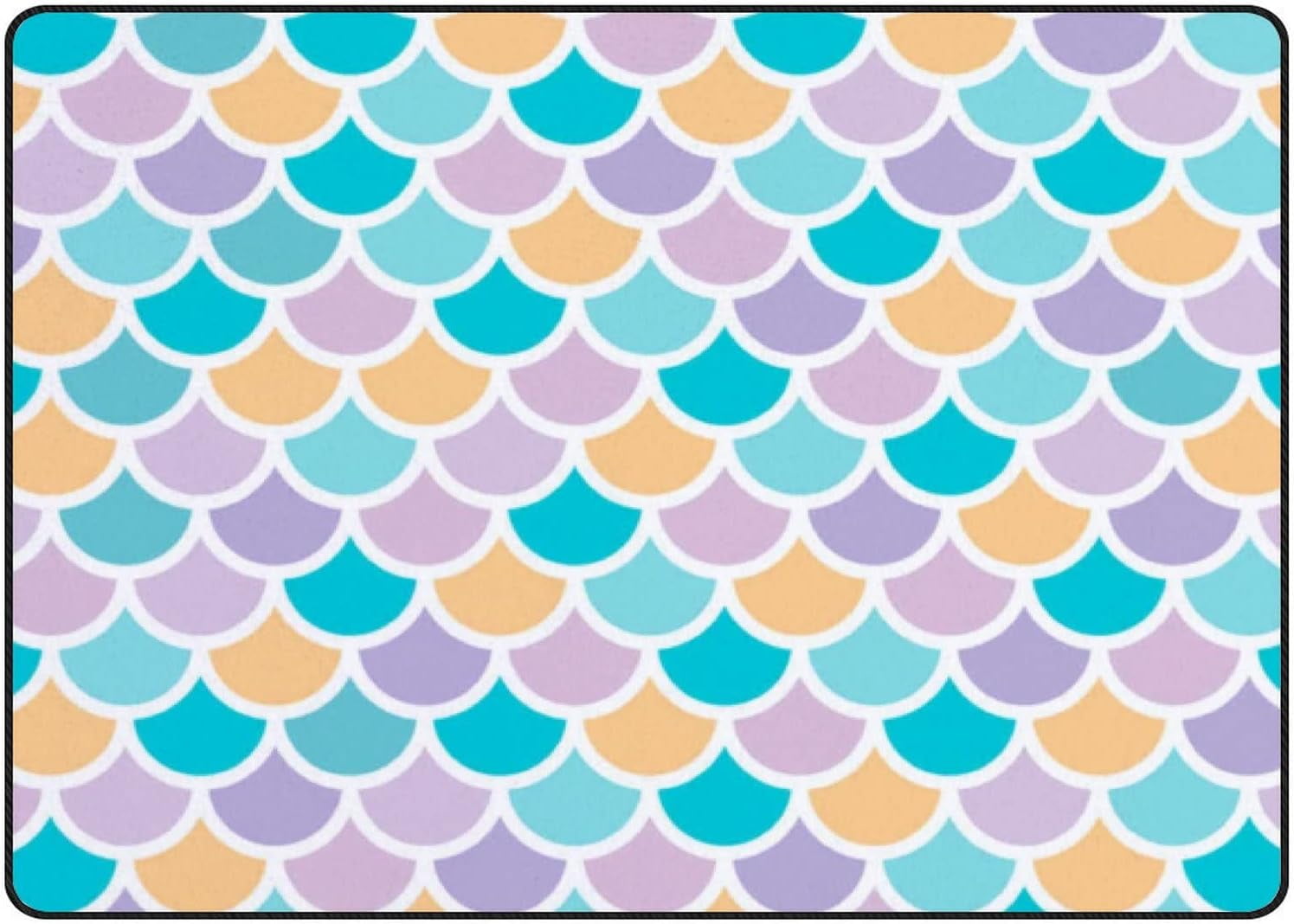 SKYSONIC Area Rug Mermaid Background with Fish Scales Nursery Rug Floor ...