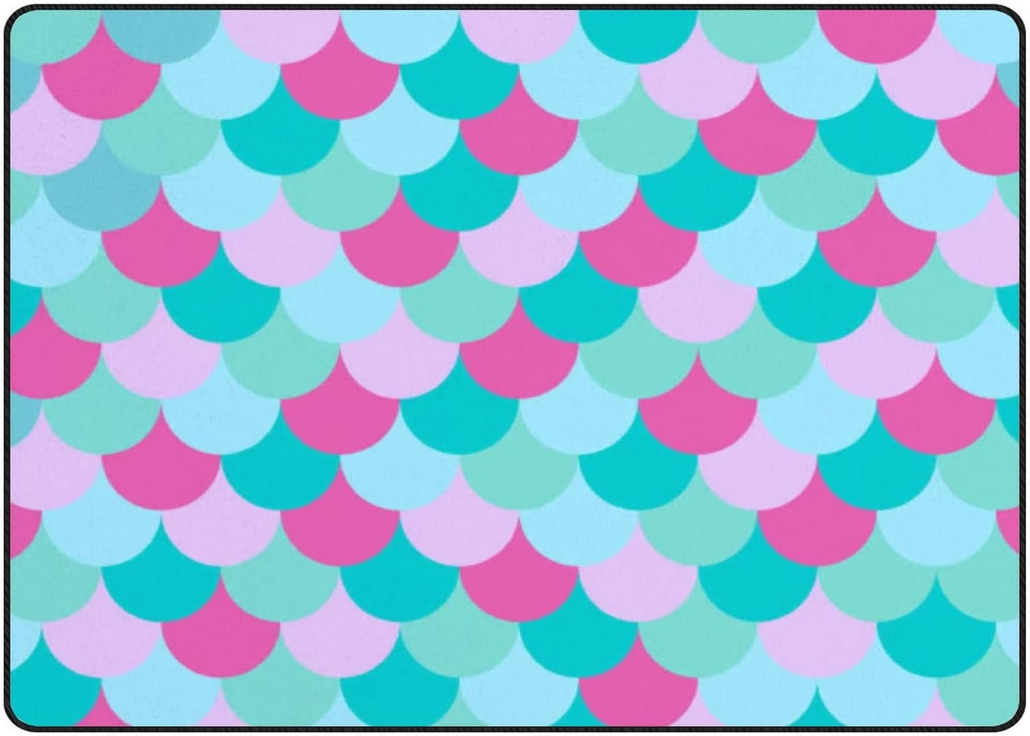 SKYSONIC Area Rug Multicolored Mermaid Fish Scales Nursery Rug Floor ...