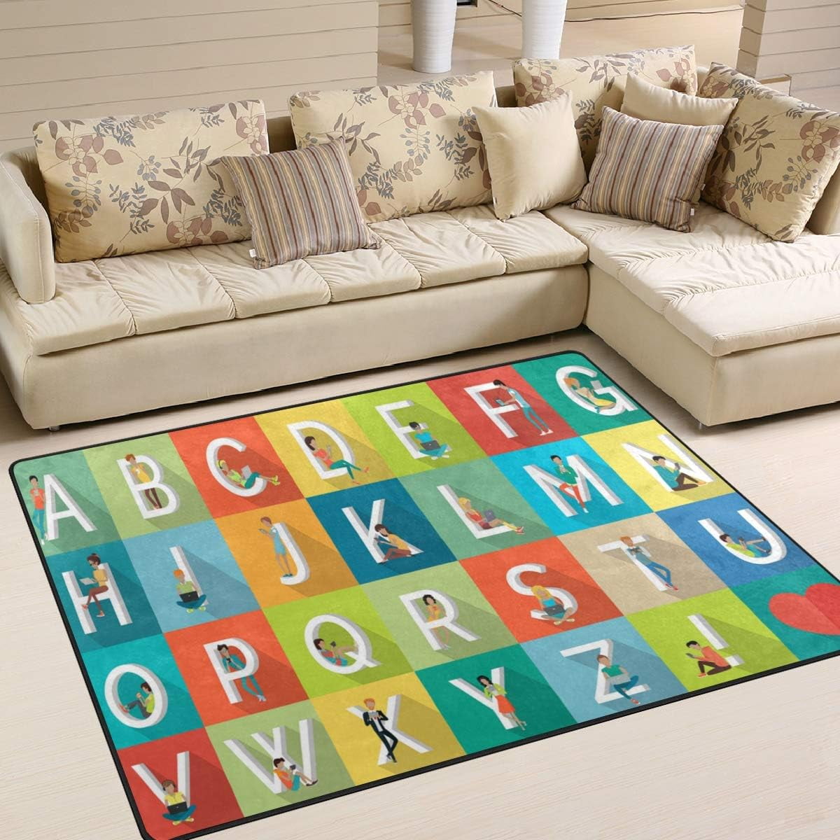 SKYSONIC Area Rug Pad ABC with Peoples On Vacation Nursery Rugs Floor ...