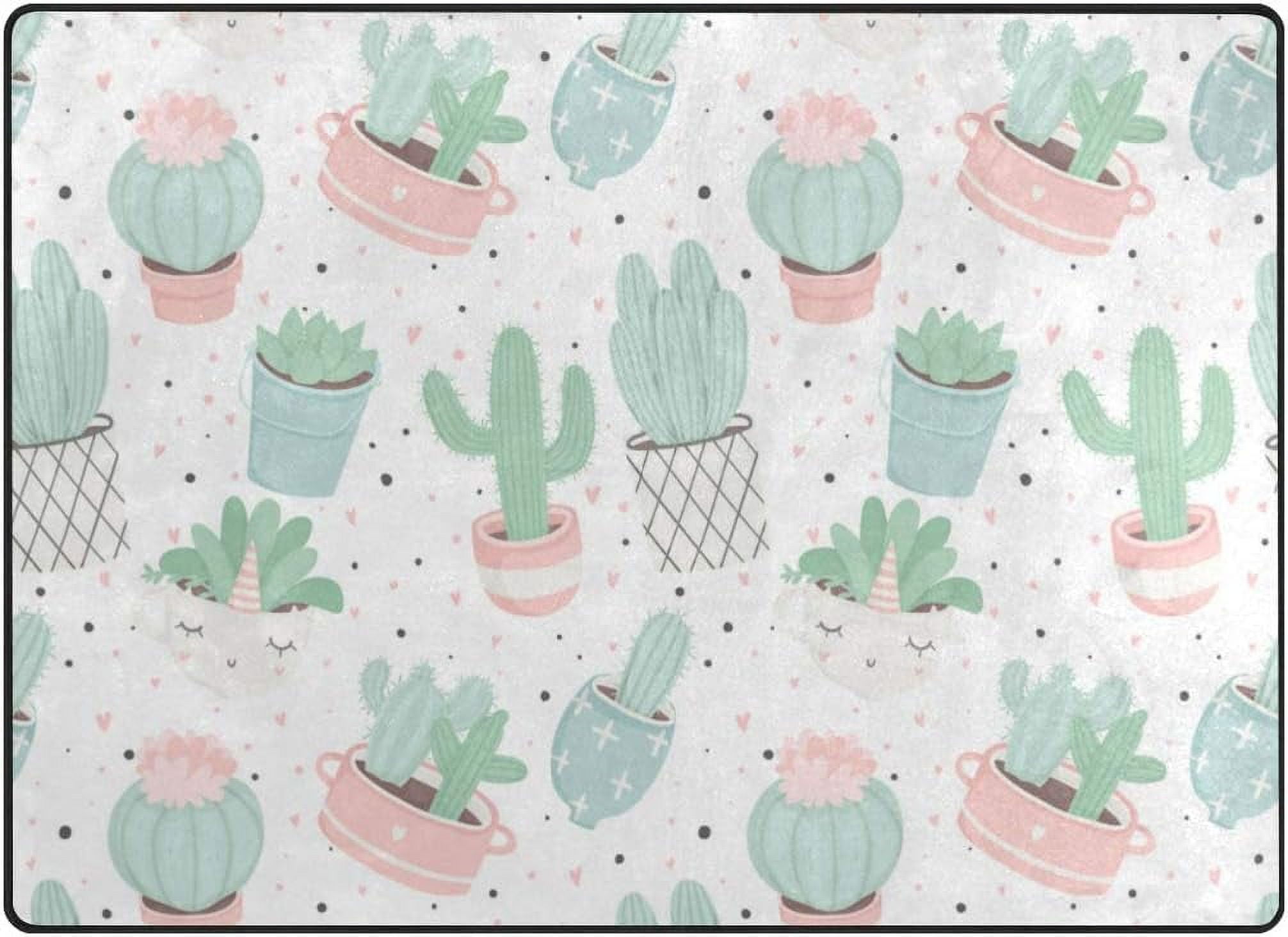 SKYSONIC Area Rug Pad Beautiful Cactuses Nursery Rugs Floor Mat for ...