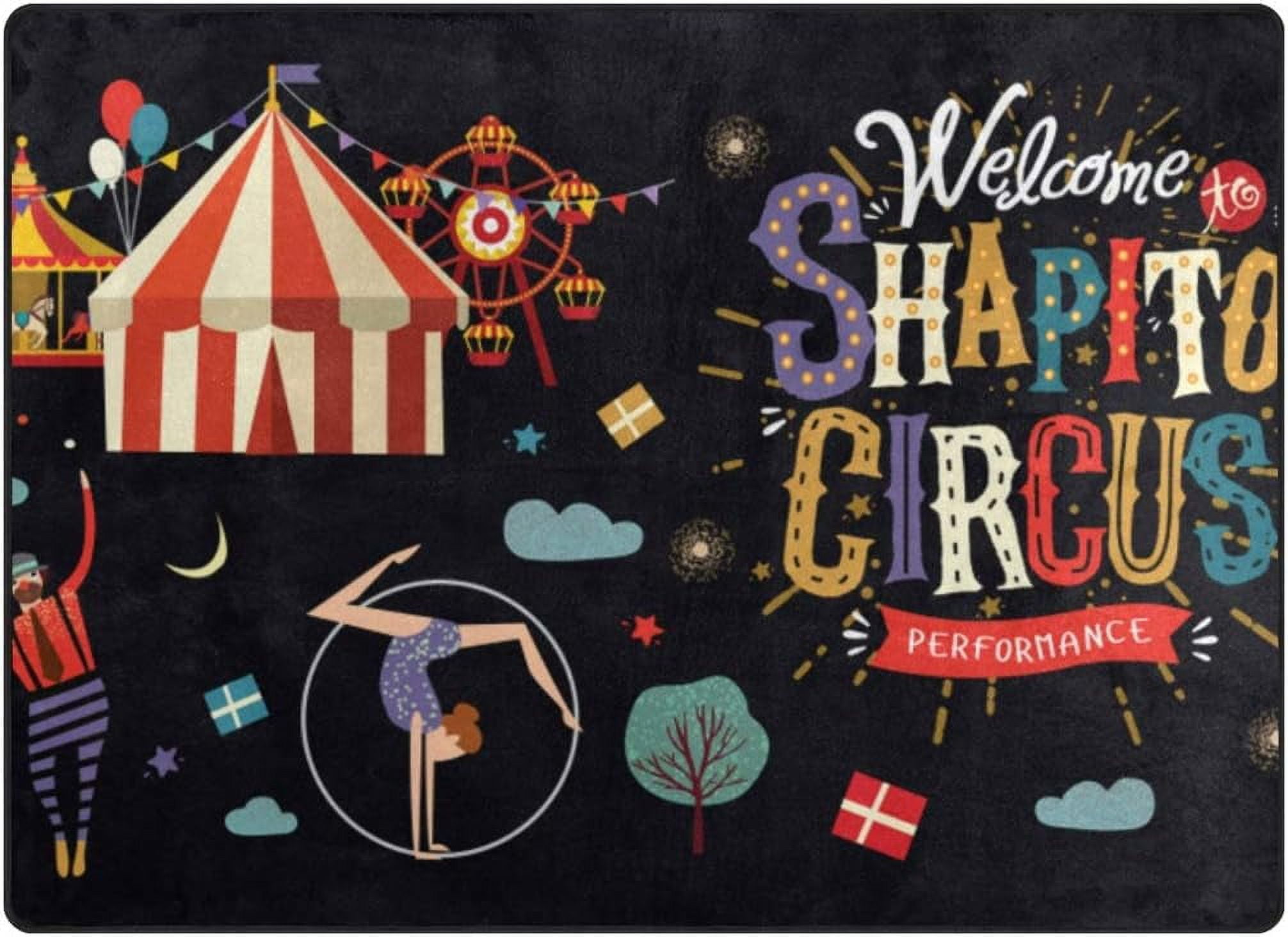 SKYSONIC Area Rug Pad Circus Show Nursery Rugs Floor Mat for Kids ...