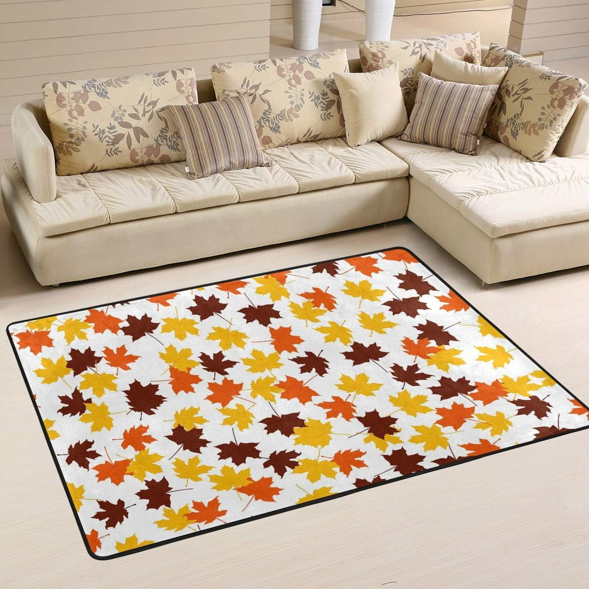 SKYSONIC Area Rug Pad Colorful Autumn Leaves Nursery Rugs Floor Mat for ...