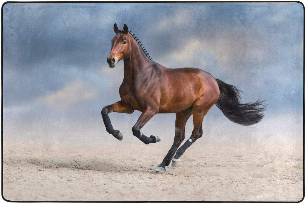 SKYSONIC Area Rug Pad Cool Horse Running Nursery Rugs Floor Mat for ...