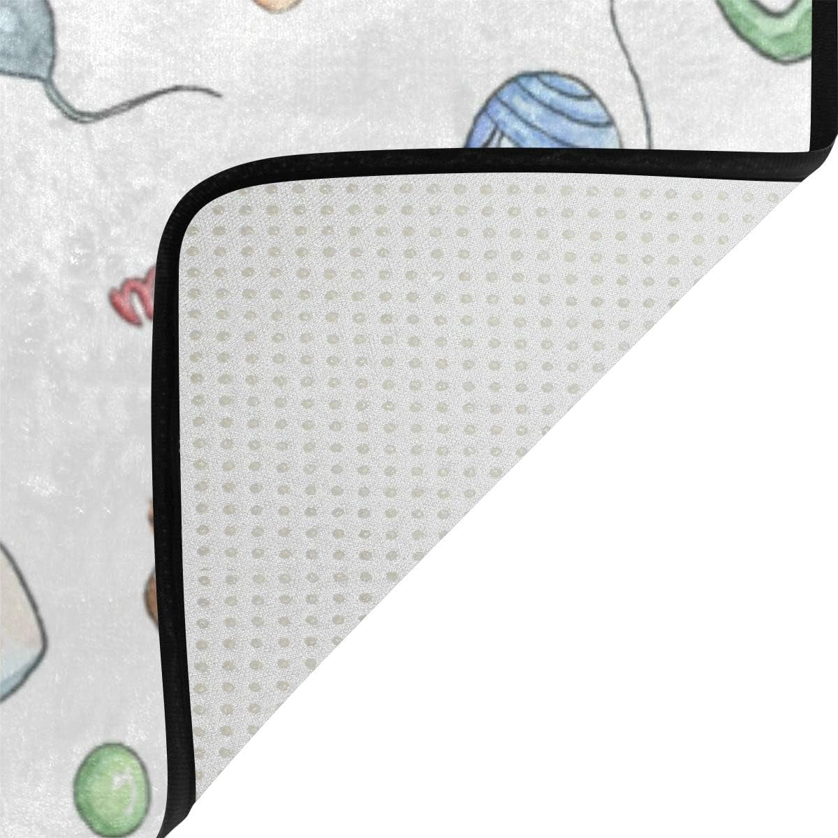 SKYSONIC Area Rug Pad Cute Cats and Fish Bones Mice Nursery Rugs Floor ...