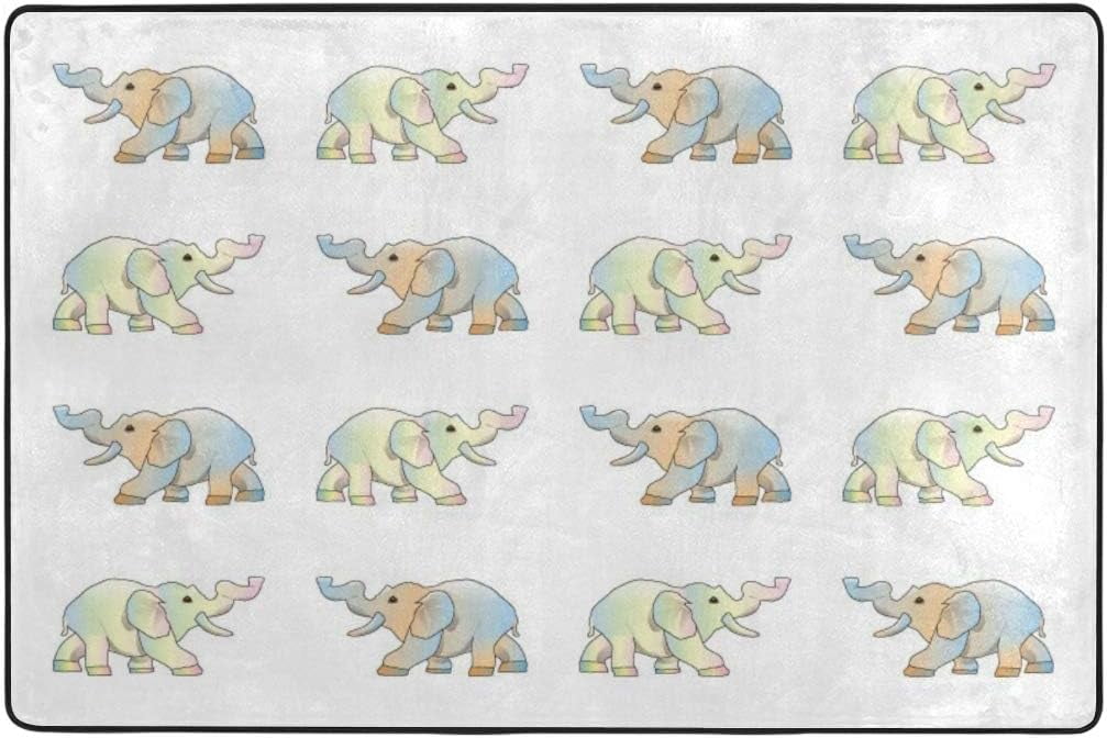 SKYSONIC Area Rug Pad Cute Elephant Nursery Rugs Floor Mat for Kids ...