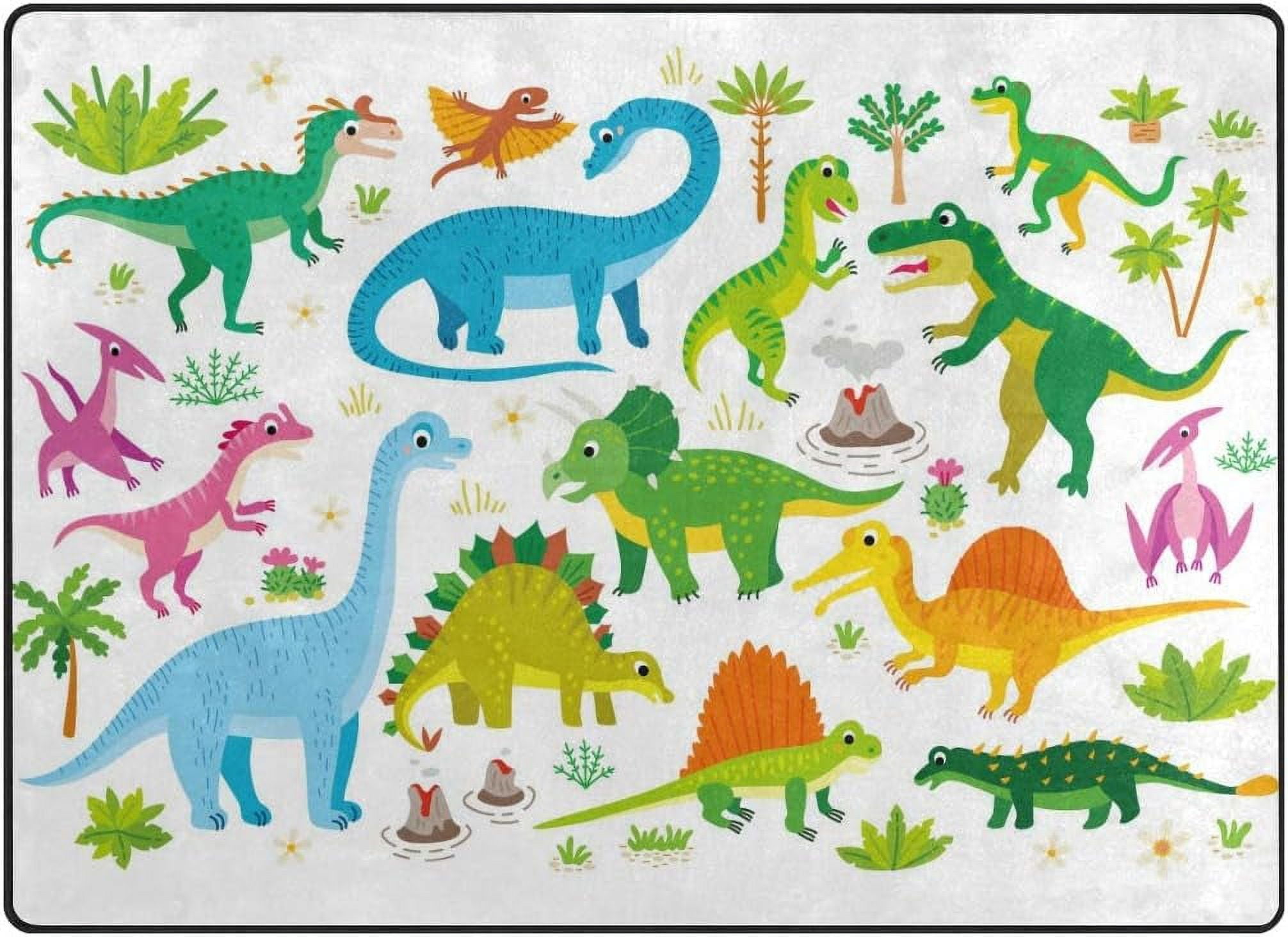 SKYSONIC Area Rug Pad Cute Flat Dinosaur Set Nursery Rugs Floor Mat for ...