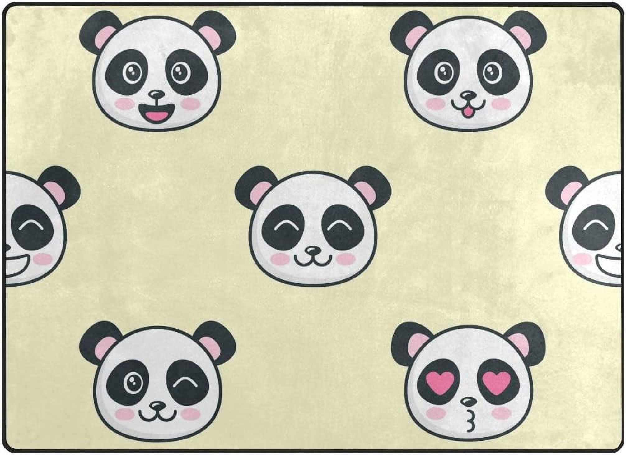 SKYSONIC Area Rug Pad Cute Panda Faces Nursery Rugs Floor Mat for Kids ...