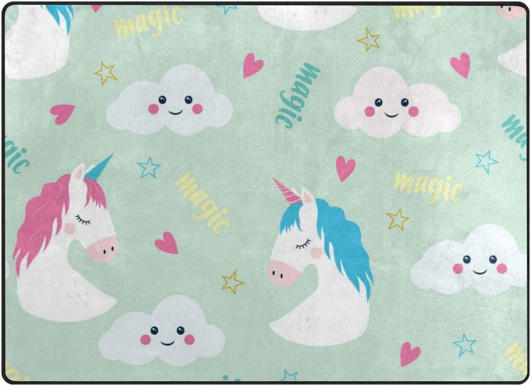 SKYSONIC Area Rug Pad Cute Unicorn Cloud Nursery Rugs Floor Mat for ...