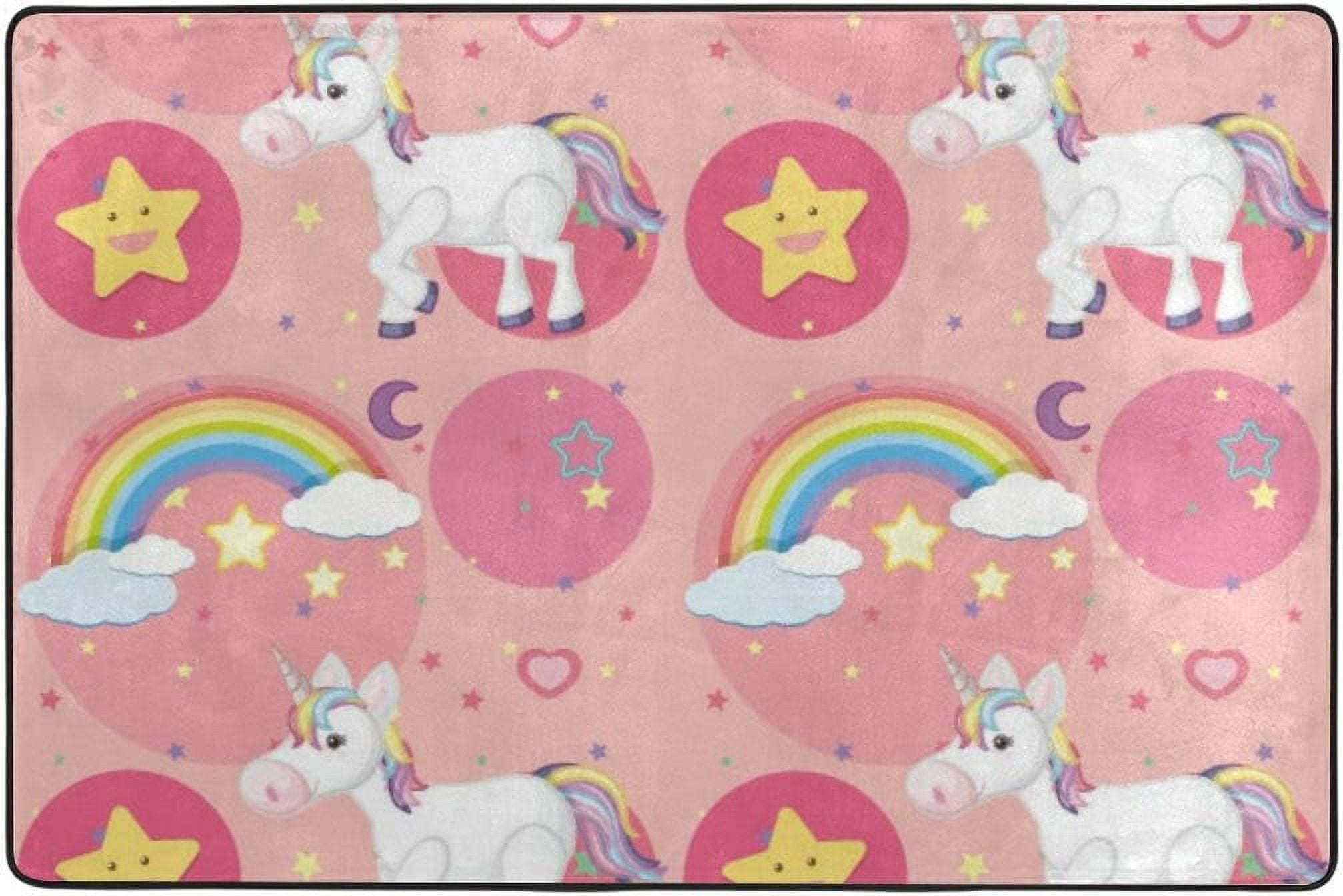SKYSONIC Area Rug Pad Cute Unicorn Rainbow Nursery Rugs Floor Mat for ...