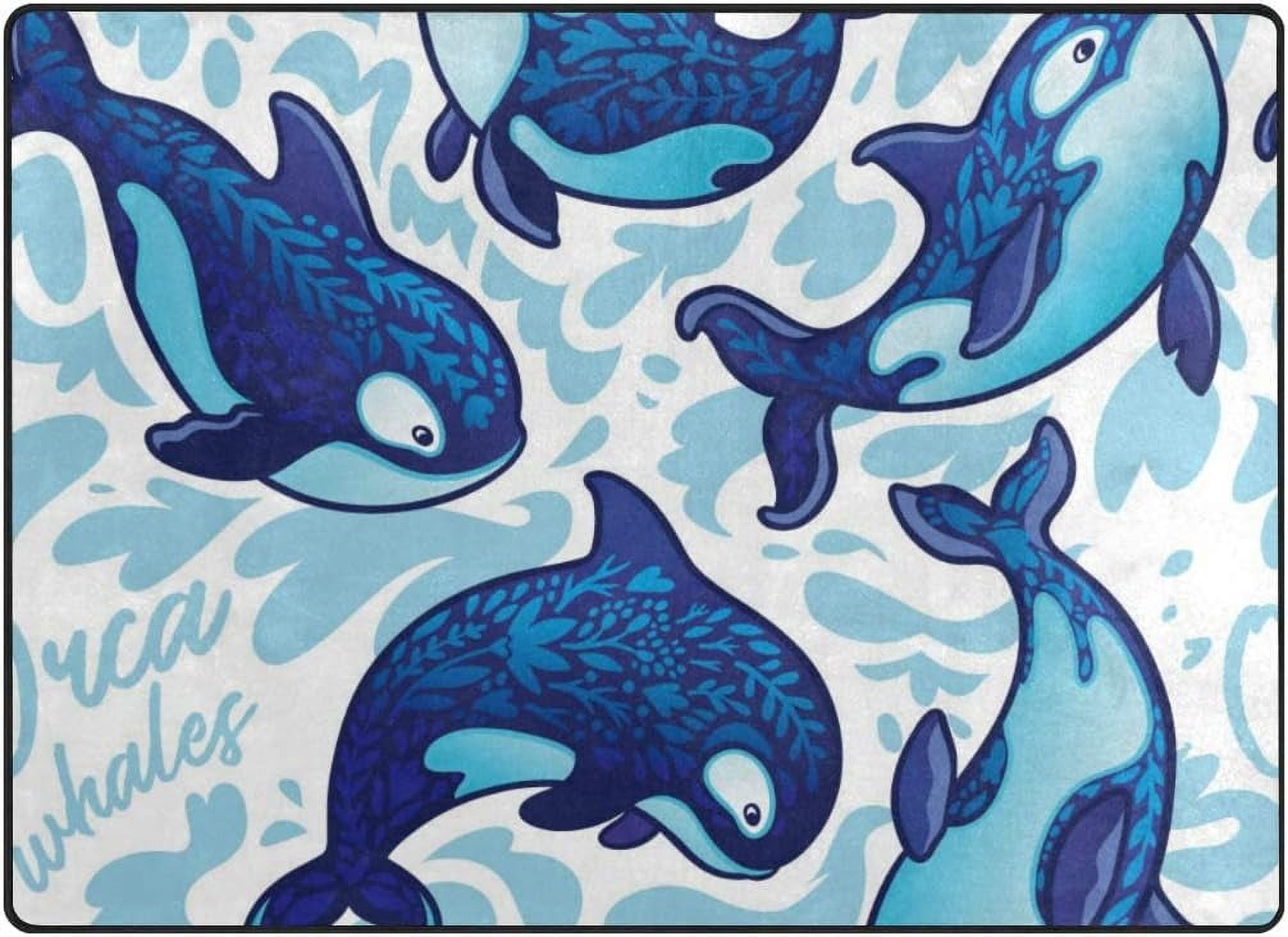 SKYSONIC Area Rug Pad Decorative Orca Whales Nursery Rugs Floor Mat for ...