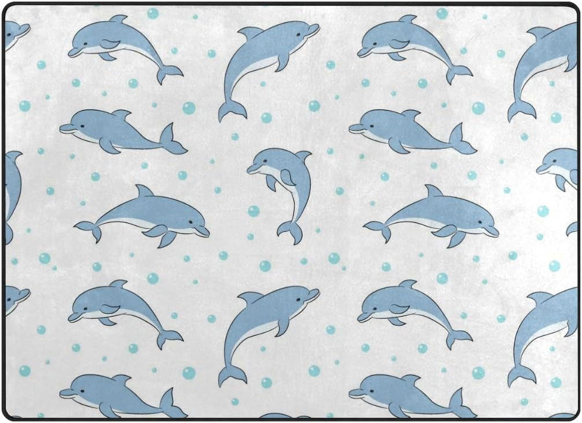 SKYSONIC Area Rug Pad Dolphins Playing Nursery Rugs Floor Mat for Kids ...