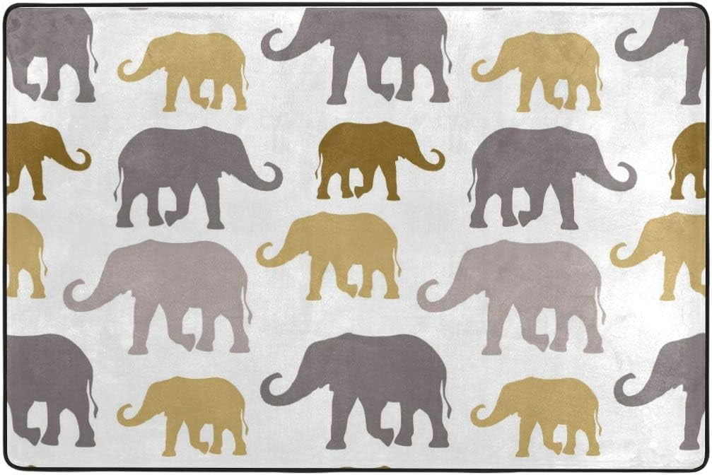 SKYSONIC Area Rug Pad Elephants On White Nursery Rugs Floor Mat for ...