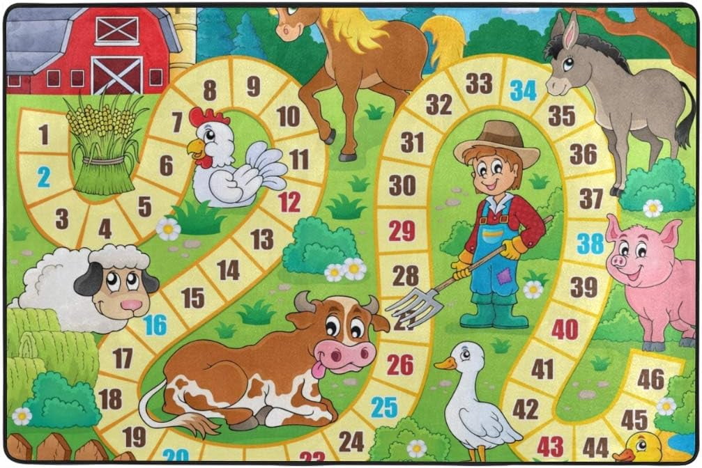 SKYSONIC Area Rug Pad Farm Board Game Theme Nursery Rugs Floor Mat for ...