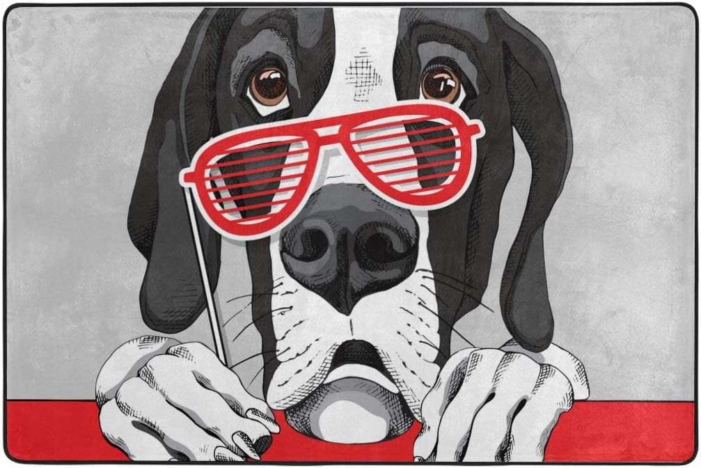 SKYSONIC Area Rug Pad Great Dane Dog with Red Grill Glasses Nursery ...