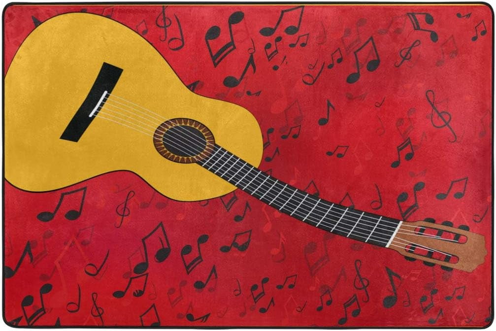 SKYSONIC Area Rug Pad Guitar Music On Red Nursery Rugs Floor Mat for ...