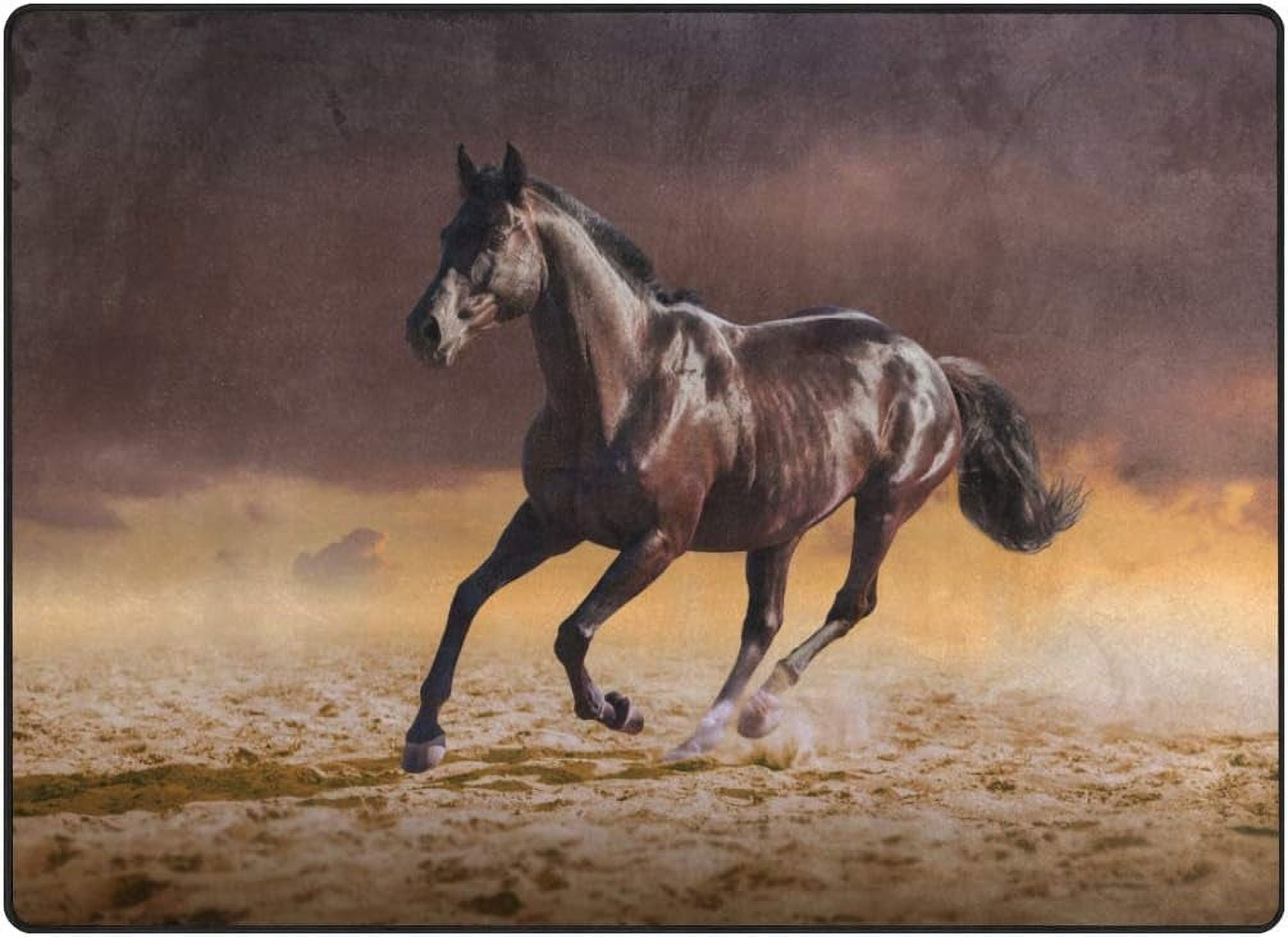 SKYSONIC Area Rug Pad Horse Running Alone Nursery Rugs Floor Mat for ...