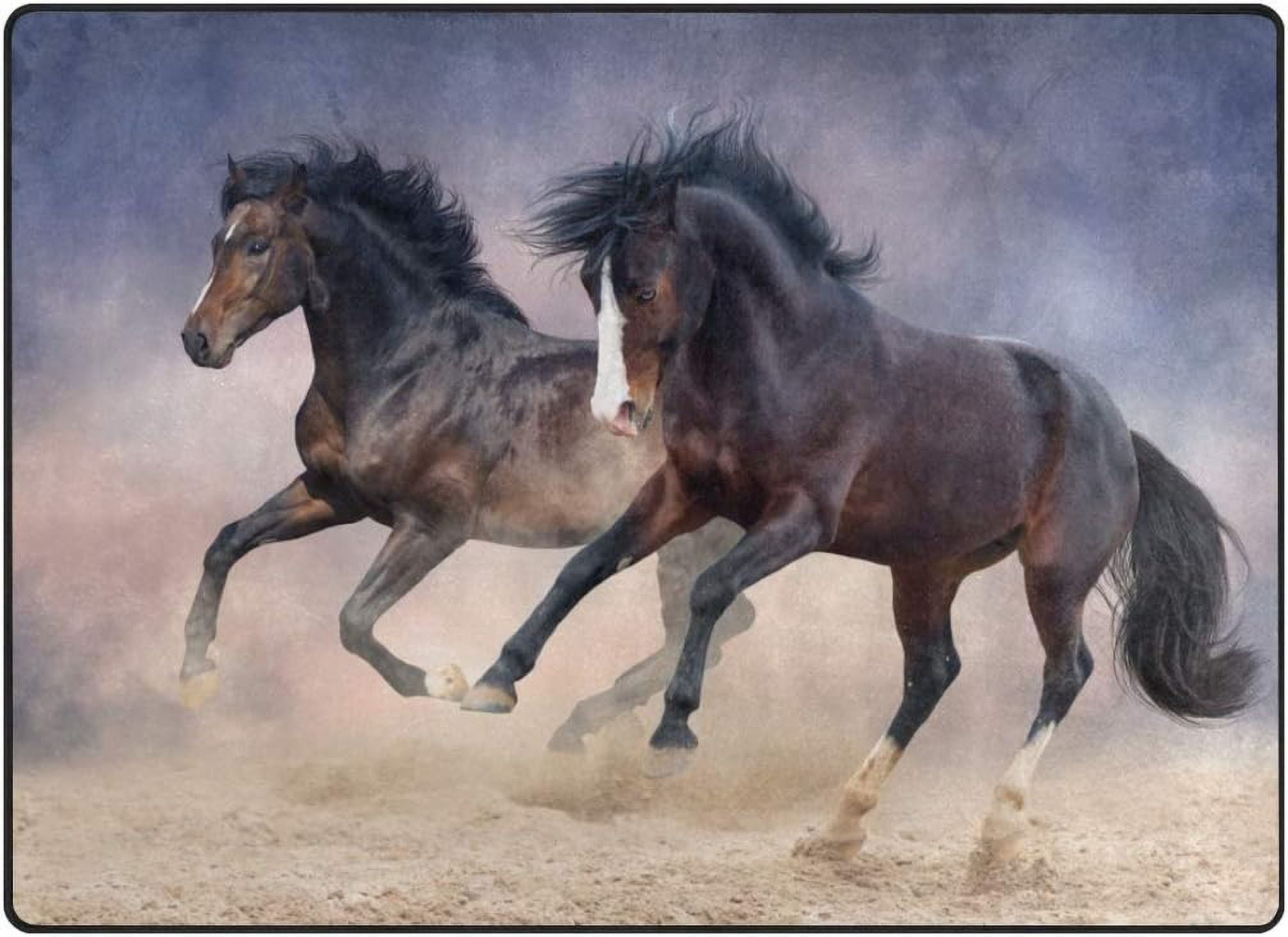 SKYSONIC Area Rug Pad Horse Running On The Sand Nursery Rugs Floor Mat ...