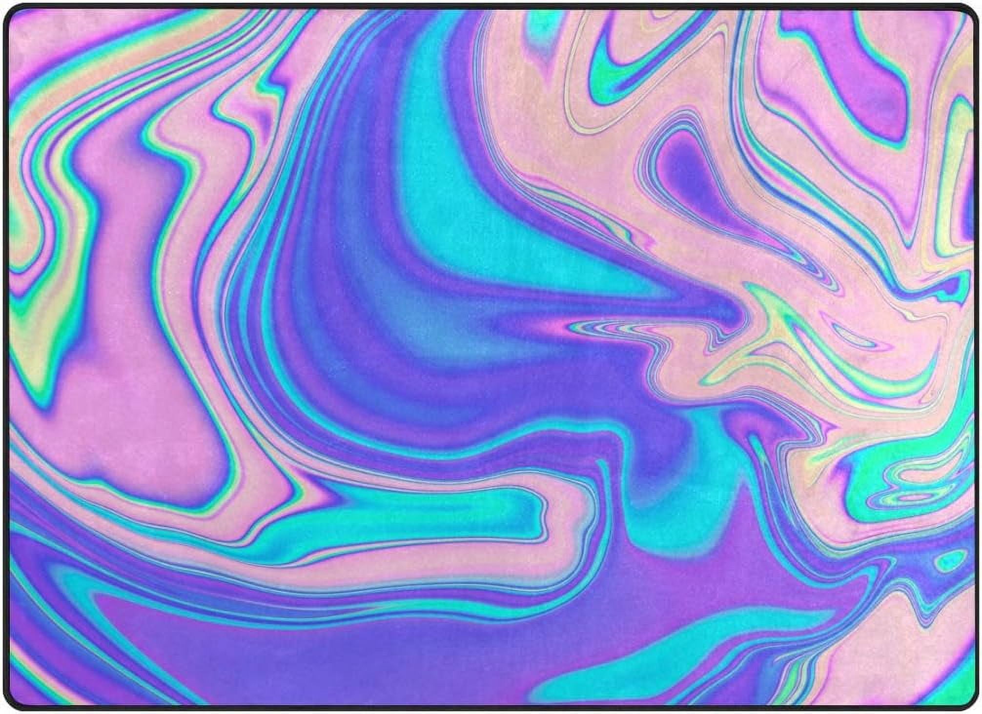 SKYSONIC Area Rug Pad Marbled Holographic Texture Nursery Rugs Floor ...