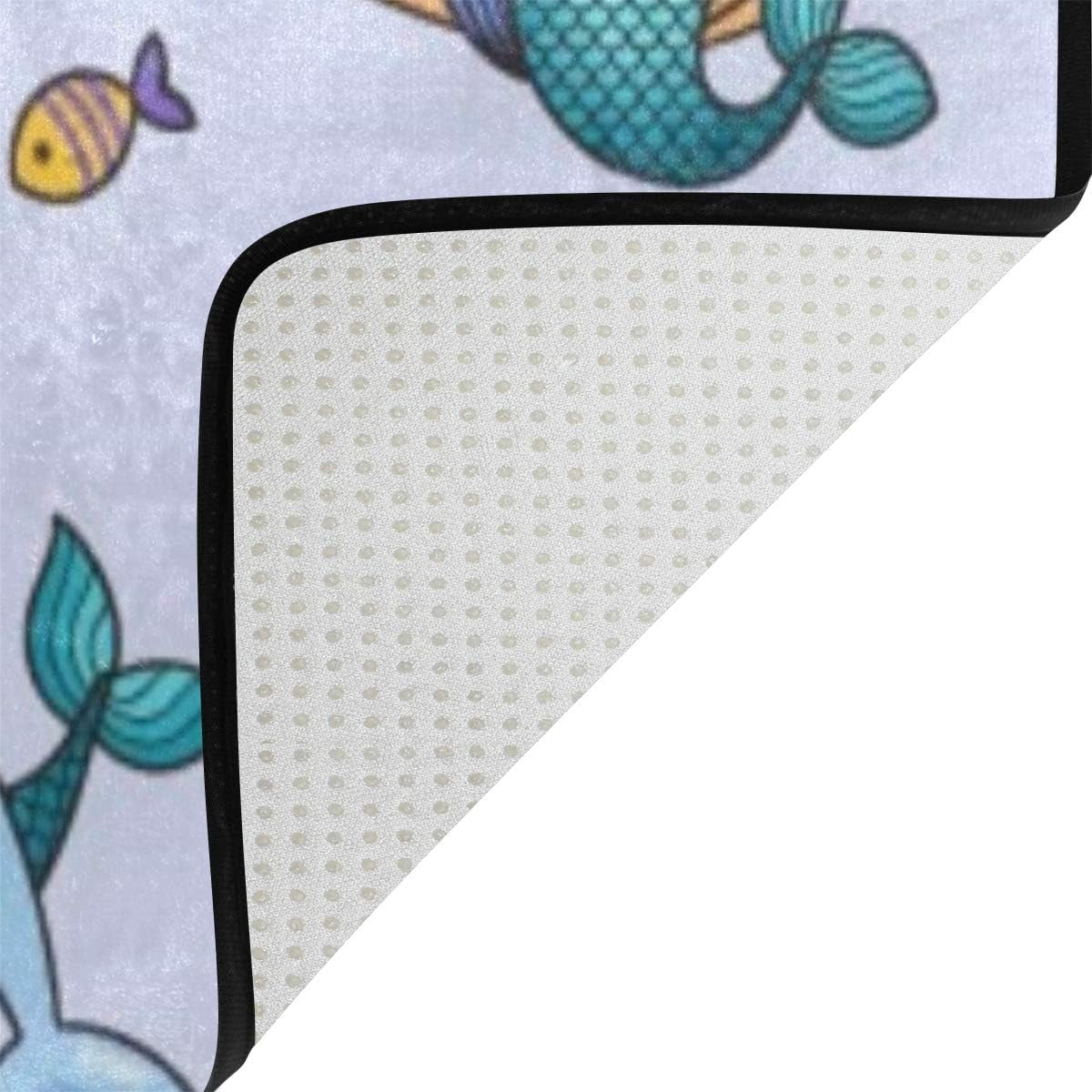SKYSONIC Area Rug Pad Mermaid with Dolphin and Seashell Nursery Rugs ...