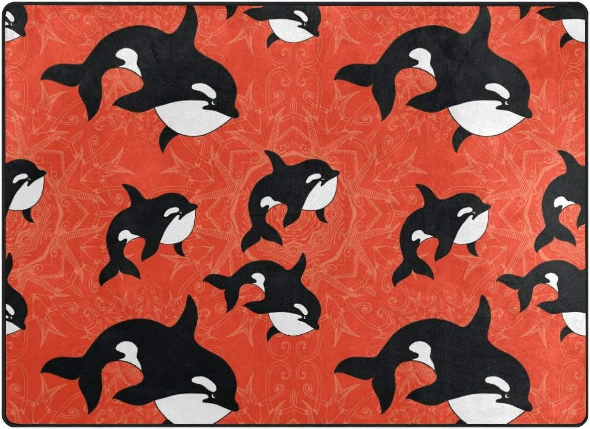 SKYSONIC Area Rug Pad Modern Dolphin Pattern Nursery Rugs Floor Mat for ...