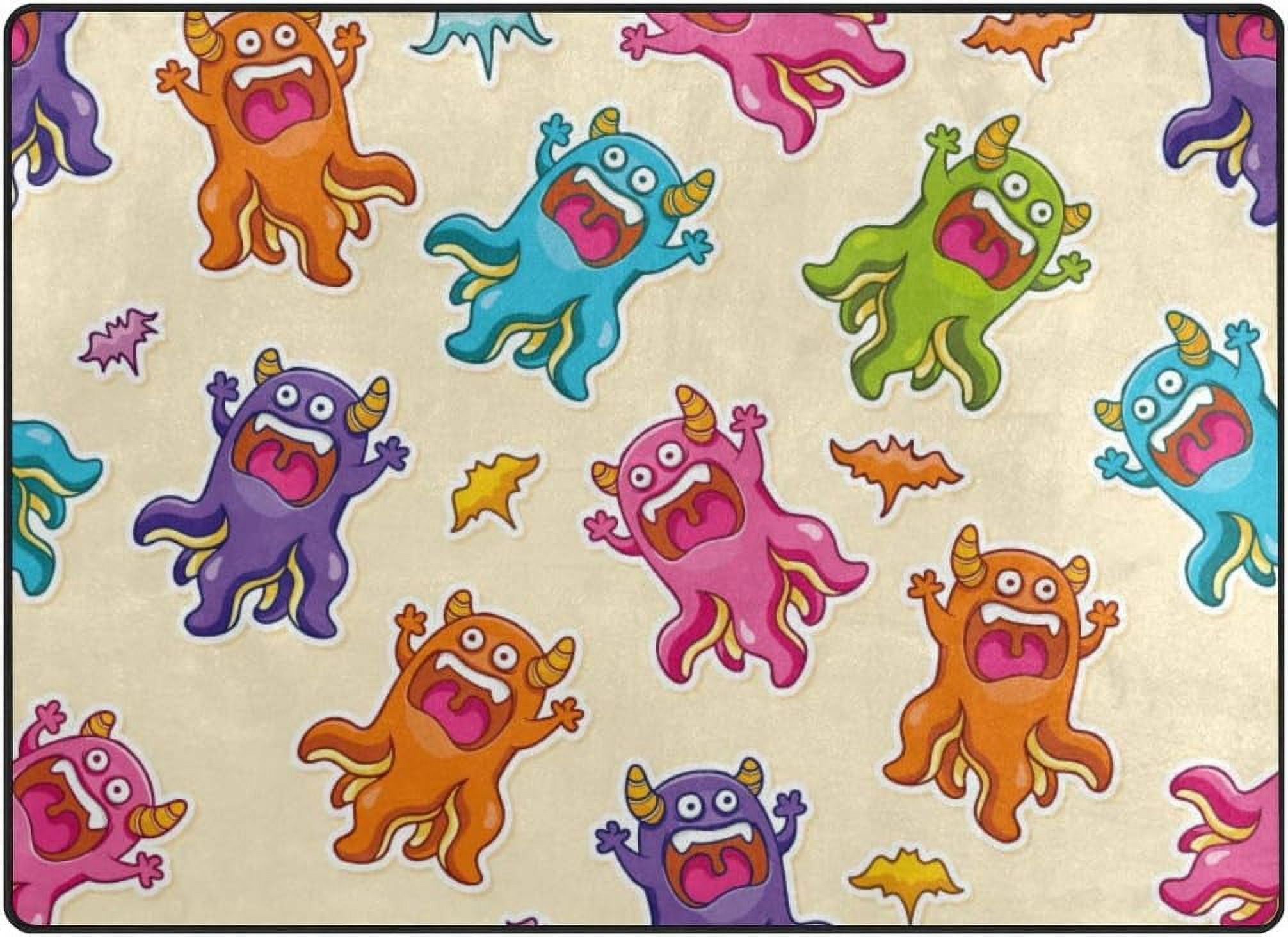 SKYSONIC Area Rug Pad Monster Doodles in Colors Nursery Rugs Floor Mat ...