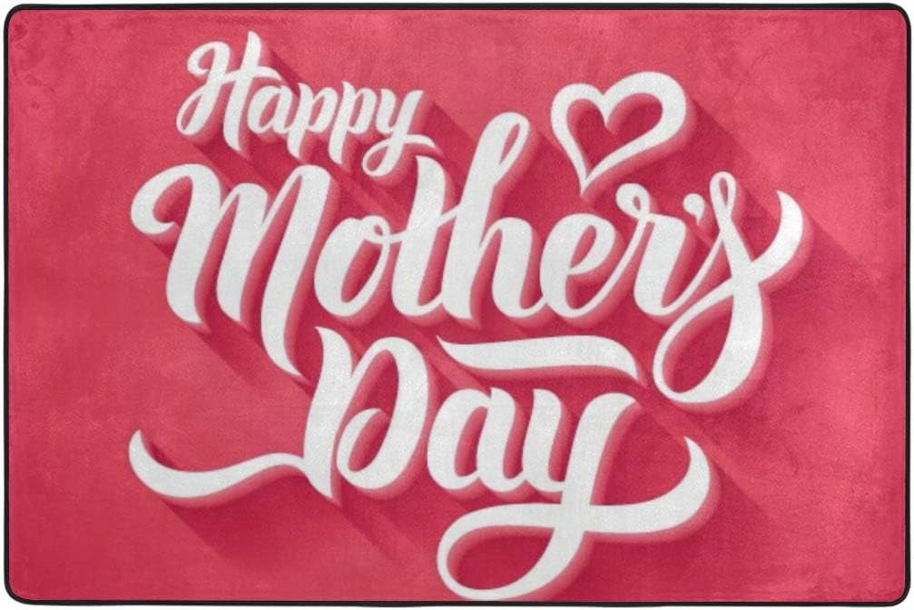 SKYSONIC Area Rug Pad Mother's Day with Heart On Red Nursery Rugs Floor ...