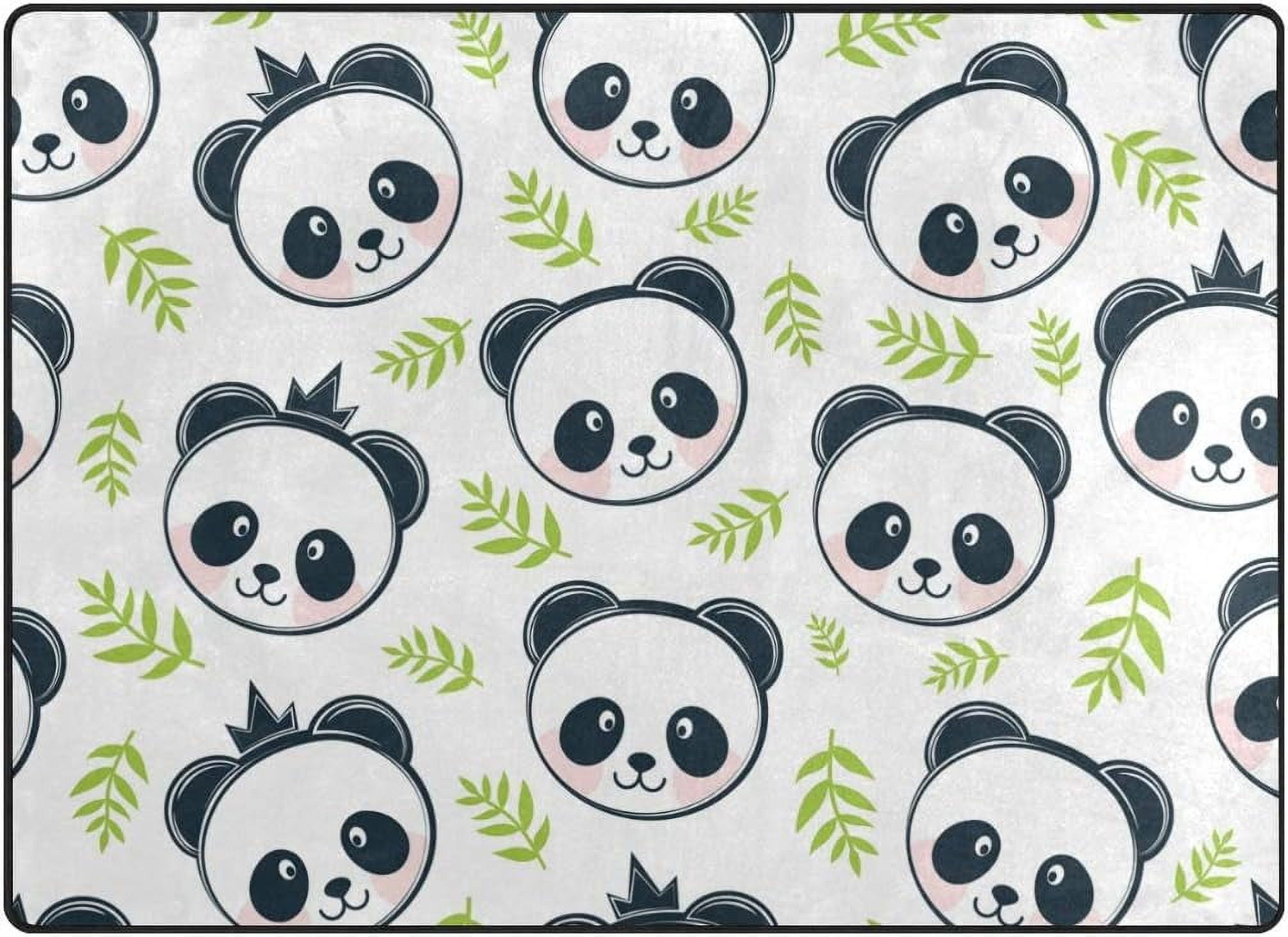 SKYSONIC Area Rug Pad Panda Leaves Nursery Rugs Floor Mat for Kids ...