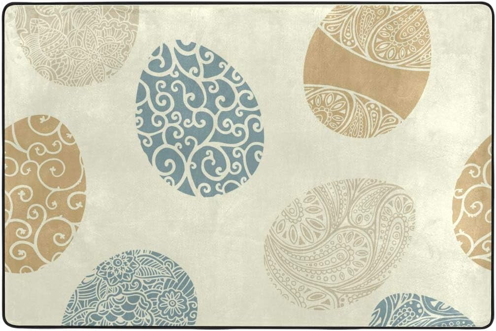 SKYSONIC Area Rug Pad Retro Easter Eggs Nursery Rugs Floor Mat for Kids ...