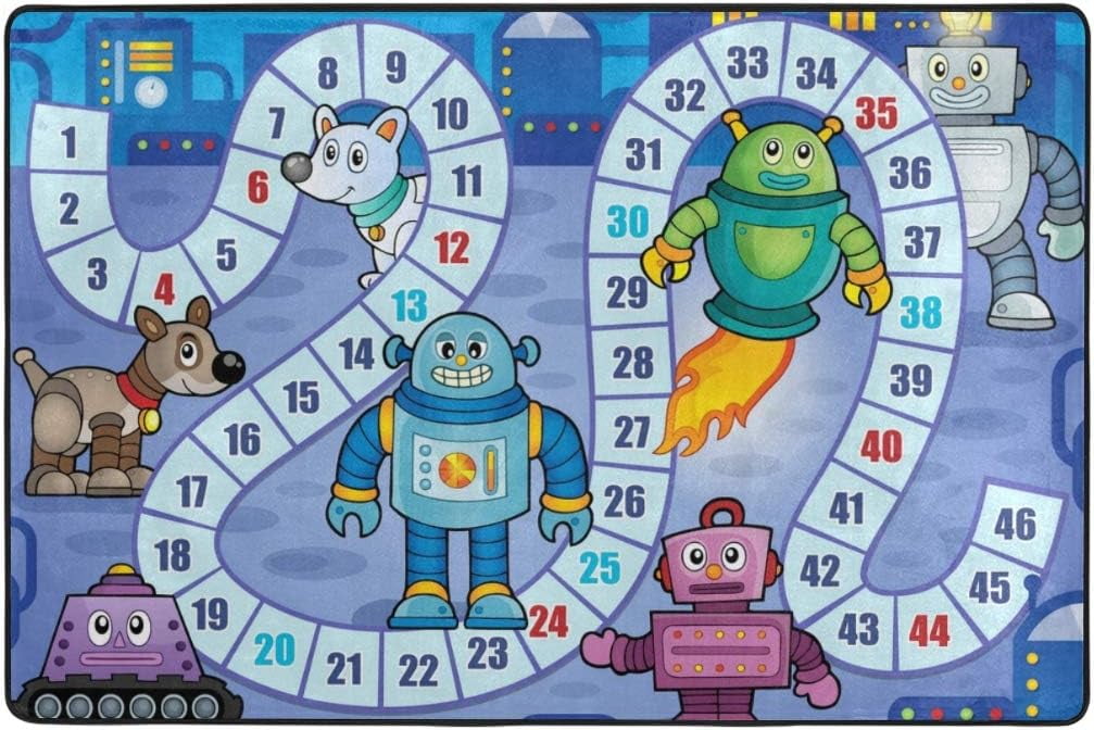 SKYSONIC Area Rug Pad Robot Board Game Nursery Rugs Floor Mat for Kids ...