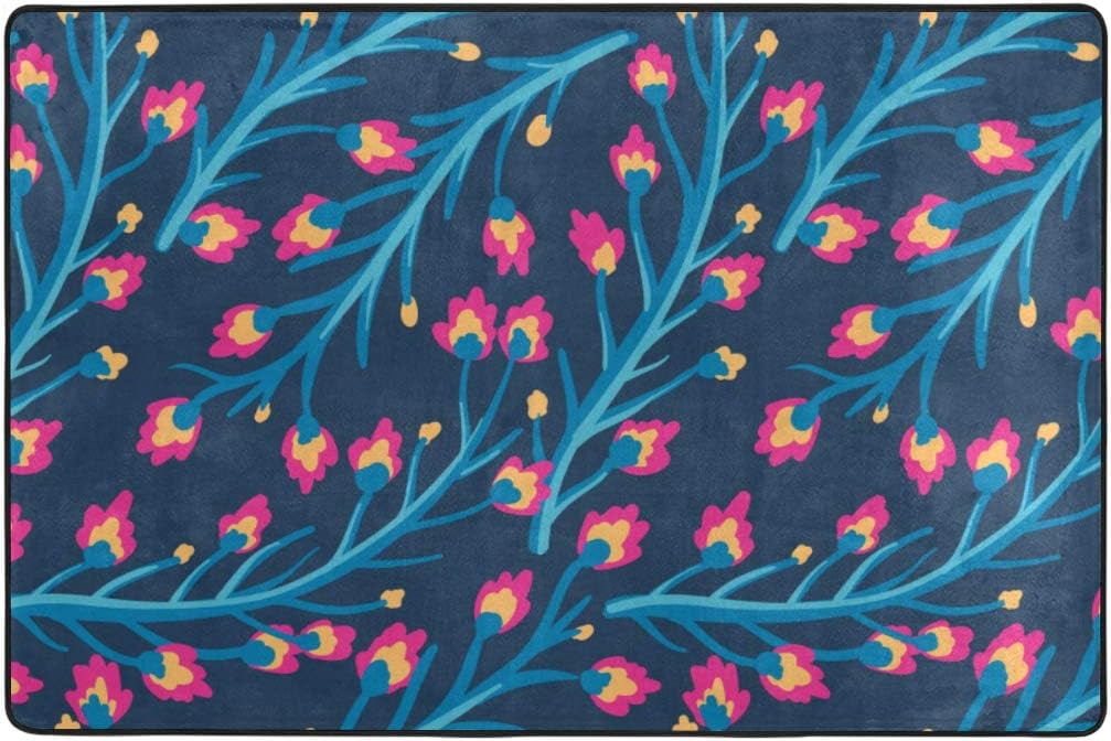 SKYSONIC Area Rug Pad Vintage Small Flowers Nursery Rugs Floor Mat for ...