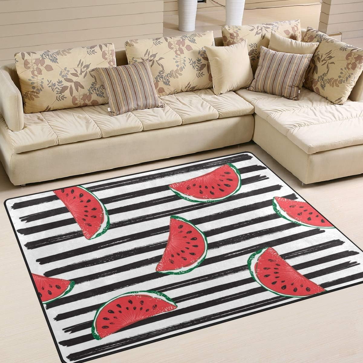 SKYSONIC Area Rug Pad Water Melon Stripe Nursery Rugs Floor Mat for ...