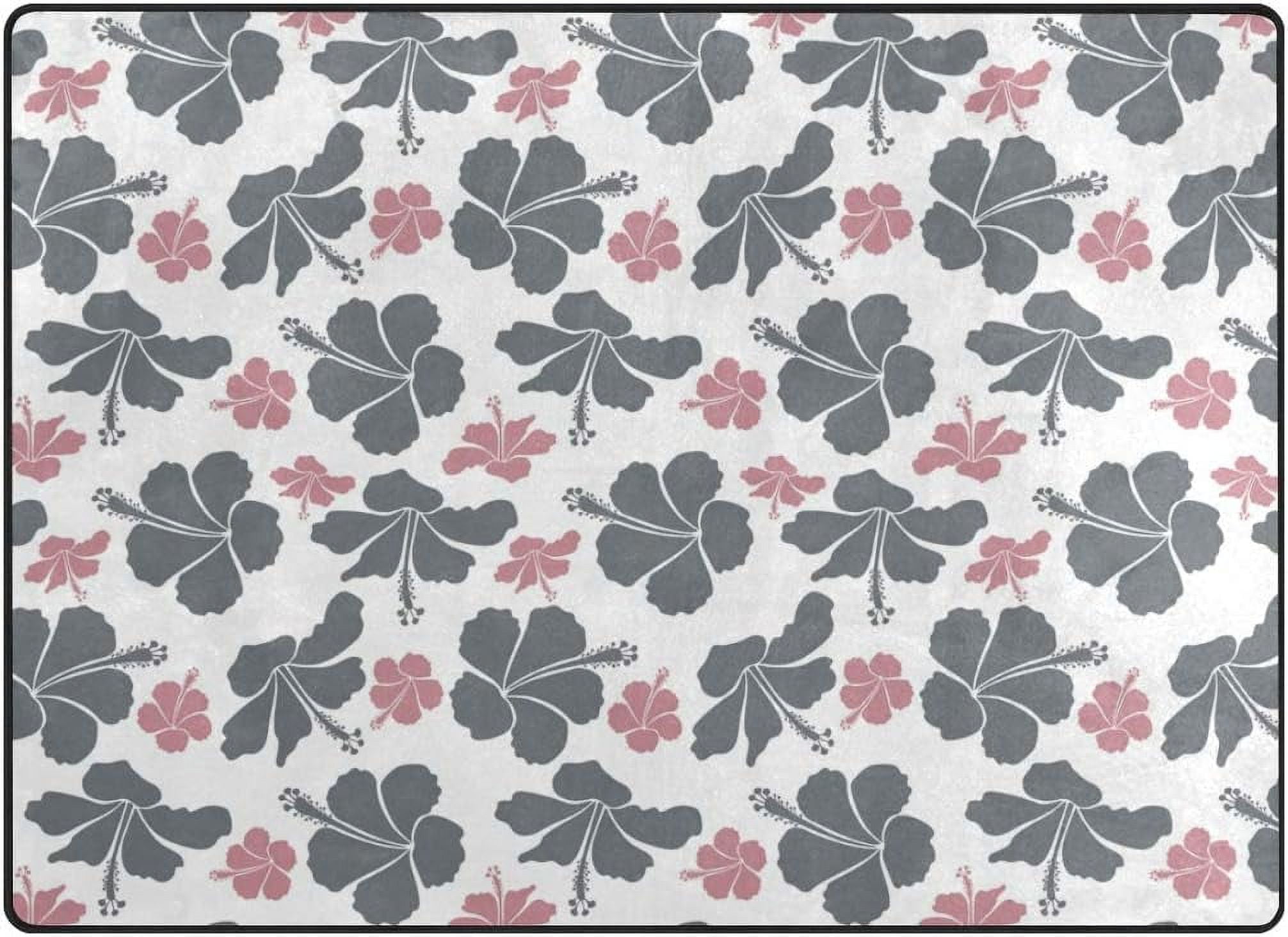 SKYSONIC Area Rug Pad Watercolor Flowers On White Nursery Rugs Floor ...