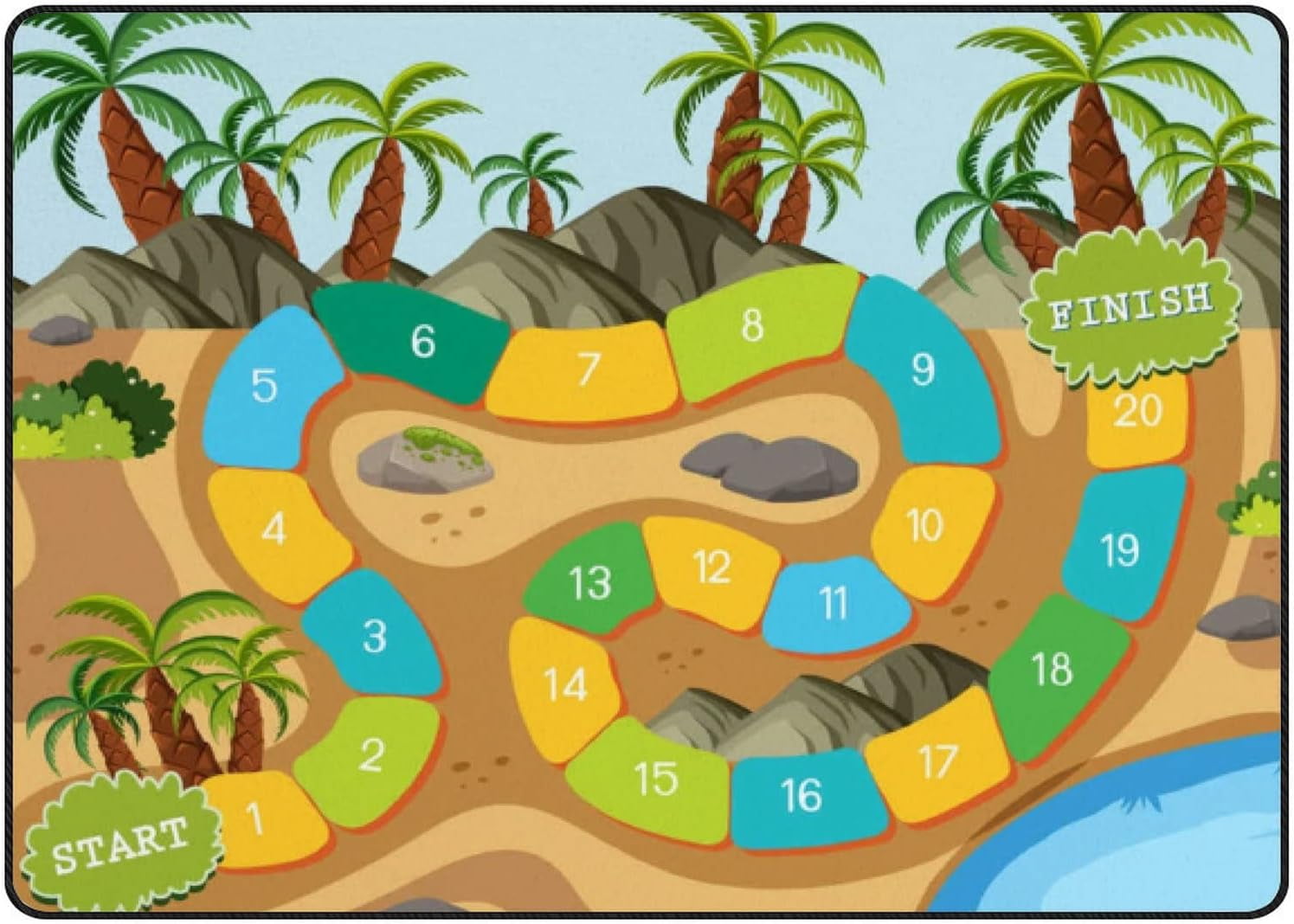 SKYSONIC Area Rug Palm Tree Beach Board Game Nursery Rug Floor Mat Kids ...